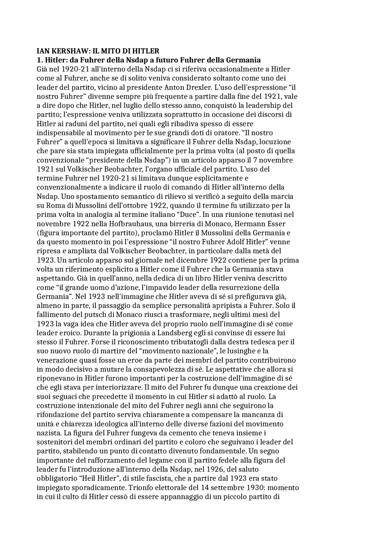 Risposte Monografia Il Mito Di Hitler Docsity