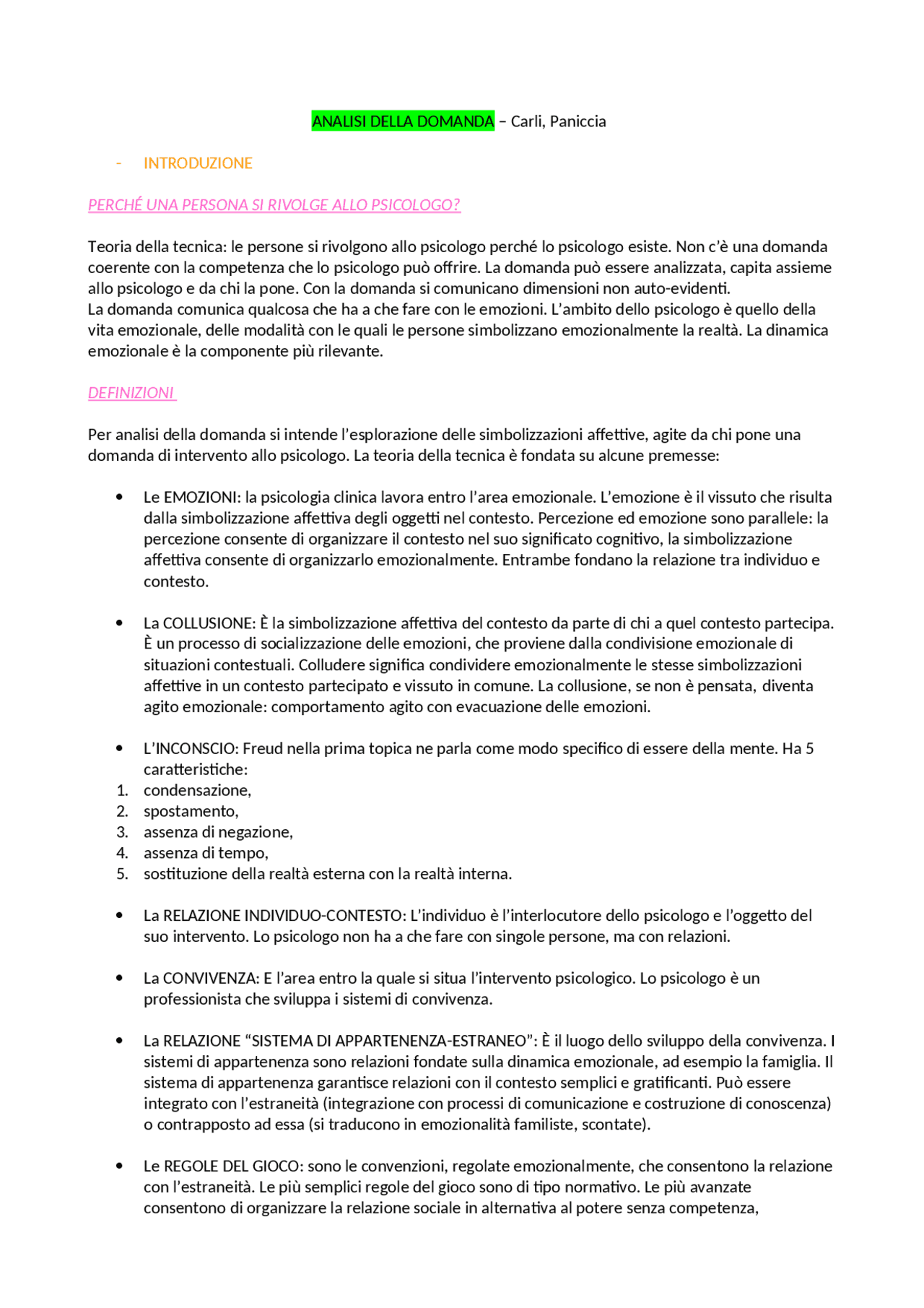 Analisi Della Domanda Docsity