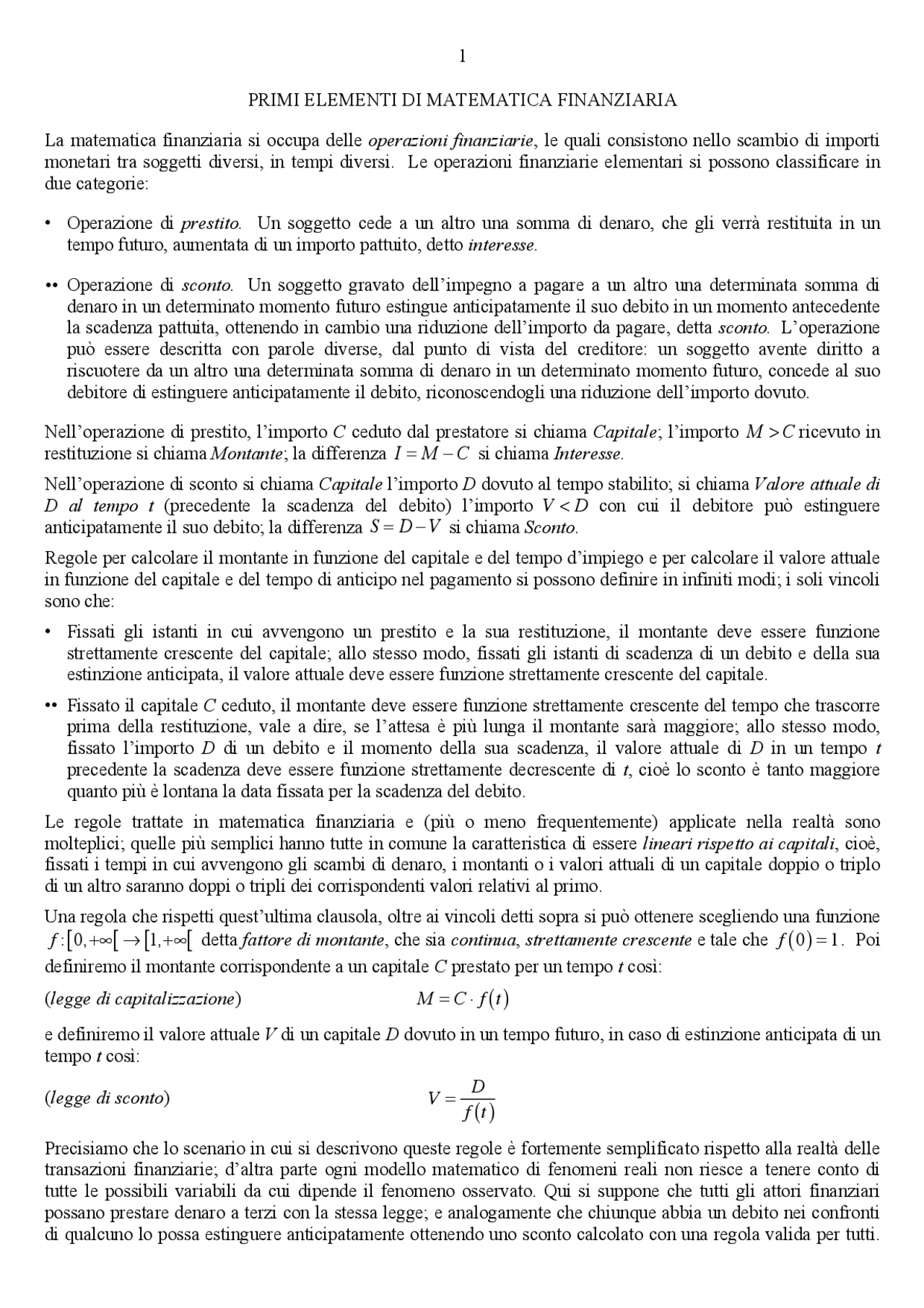Appunti Di Matematica Finanziaria Docsity