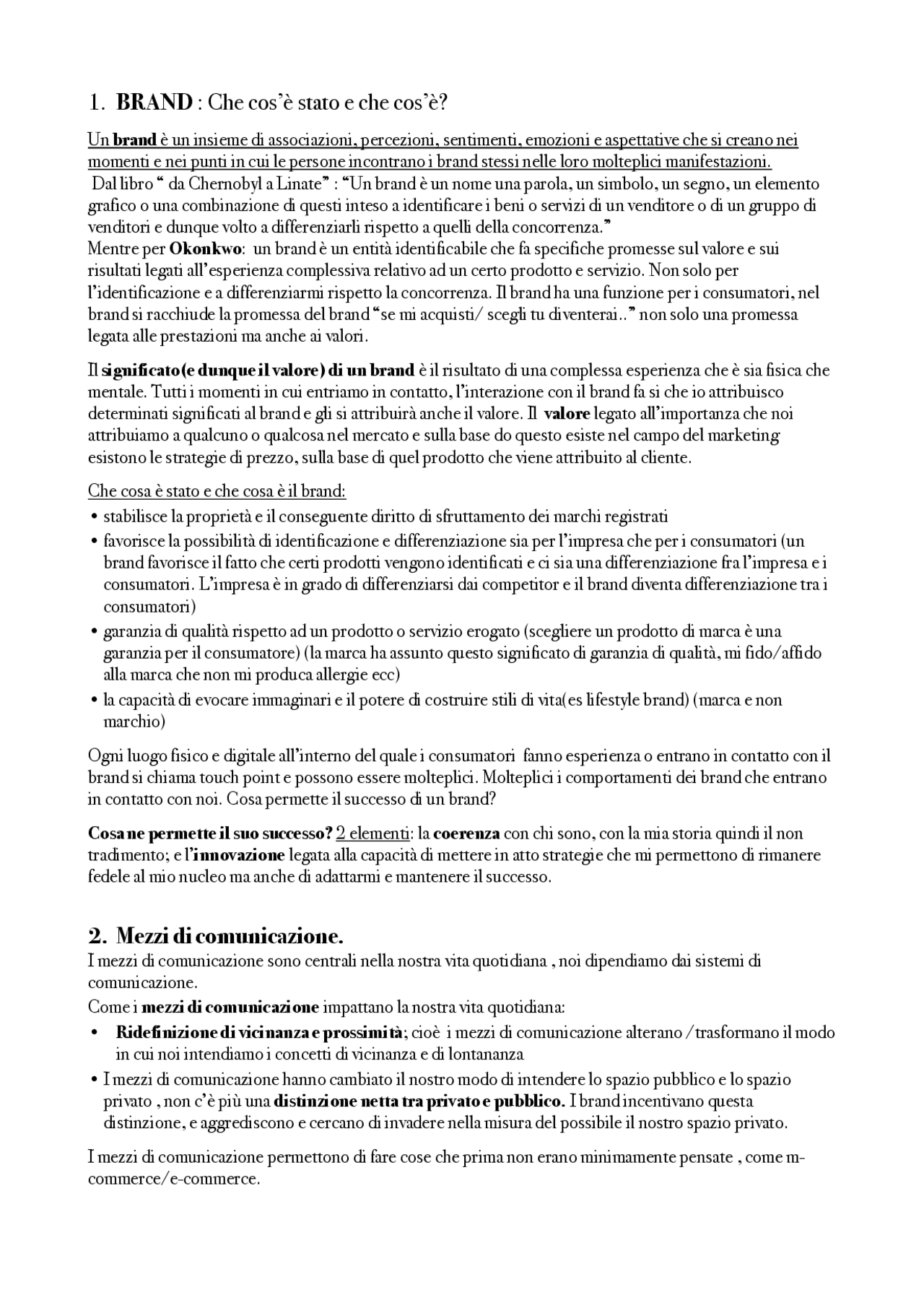 Appunti Branding Prof Corsini Docsity
