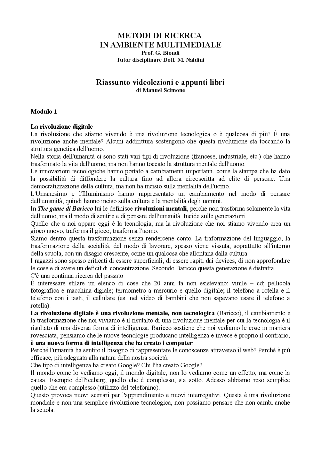 Metodi Di Ricerca In Ambiente Multimediale Docsity