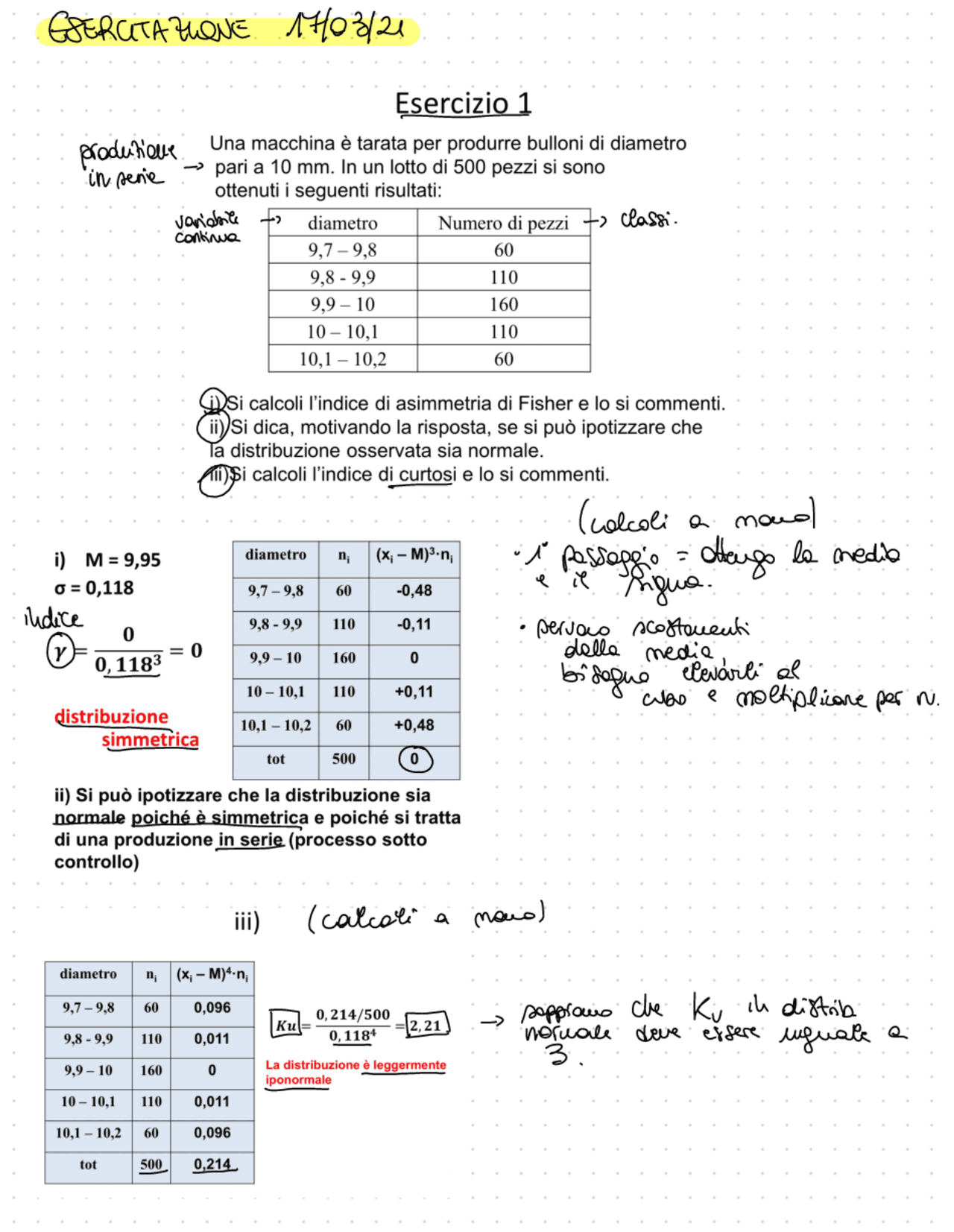 Esercitazione Di Statistica Docsity