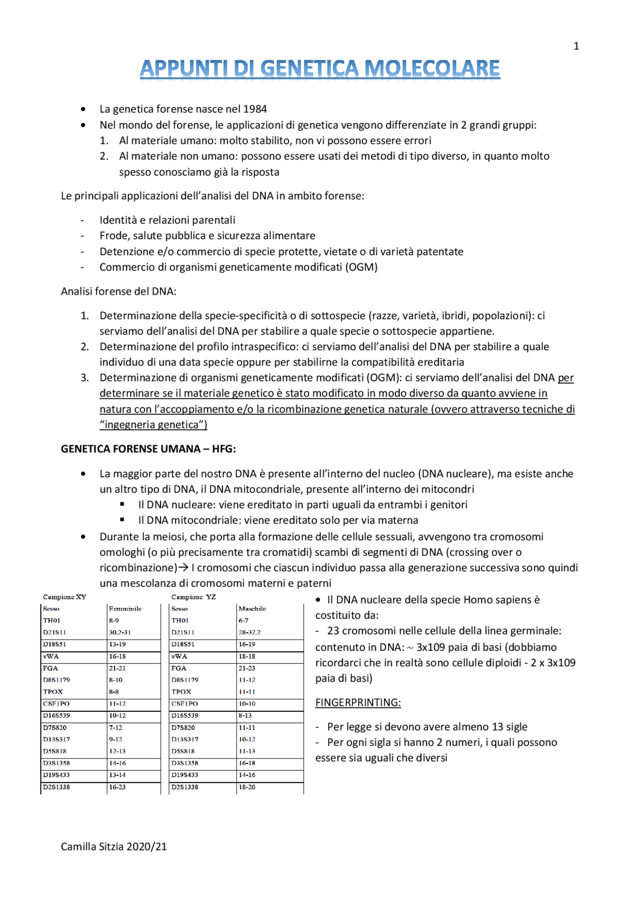 Appunti Di Genetica Molecolare Appunti Di Genetica Docsity