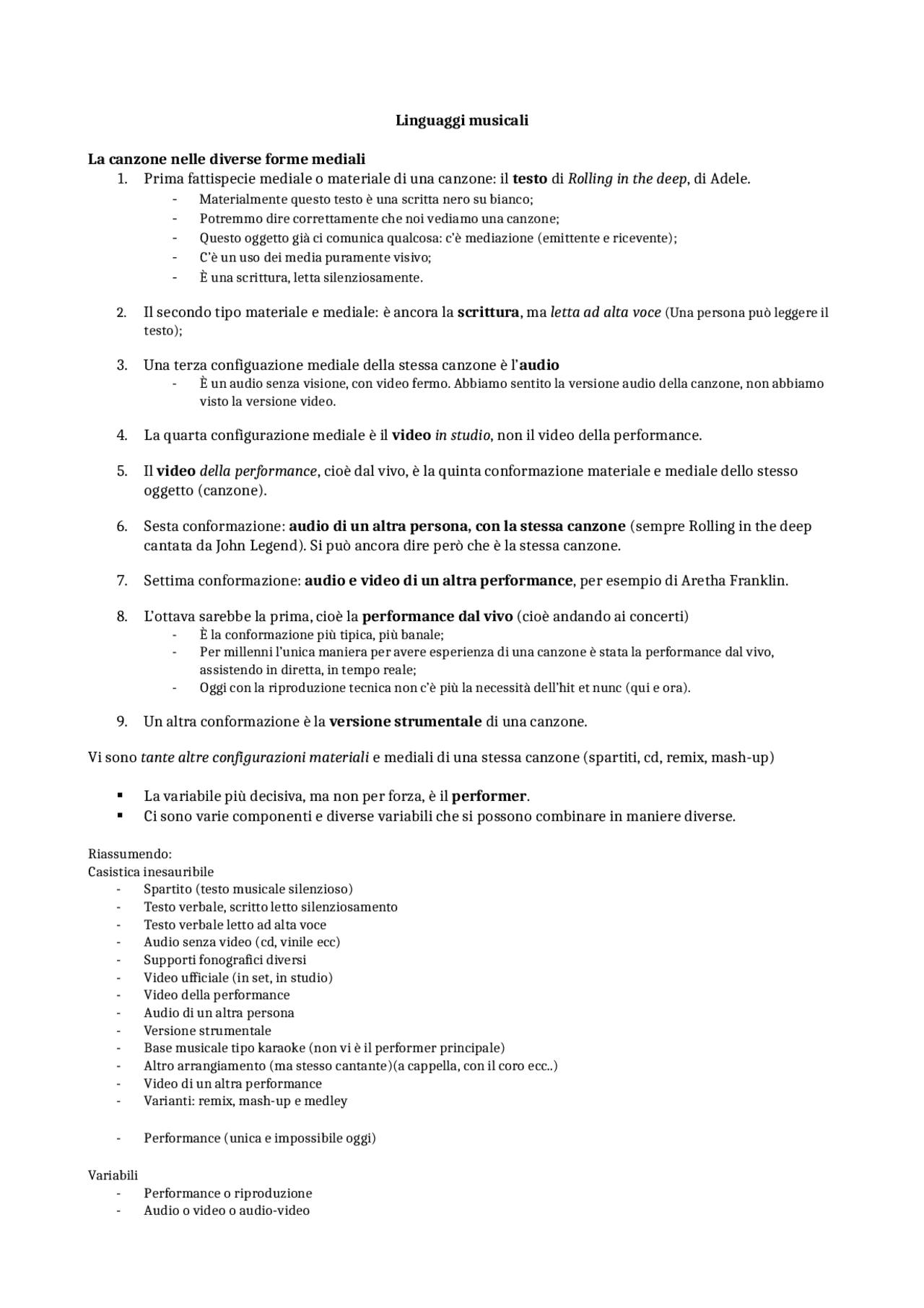 Riassunto Appunti In Classe Linguaggi Musicali Docsity