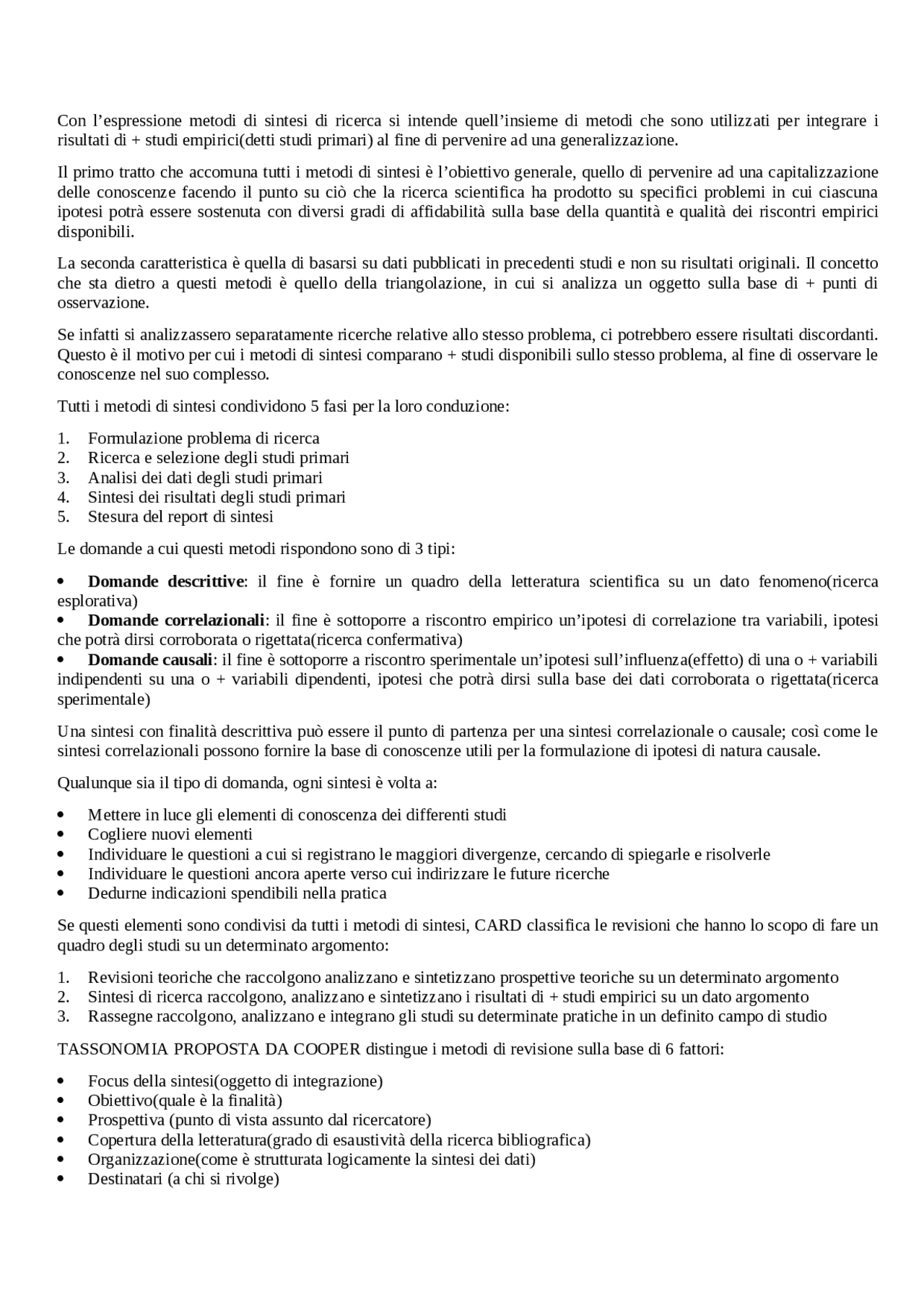 Metodi Sintesi Di Ricerca Docsity