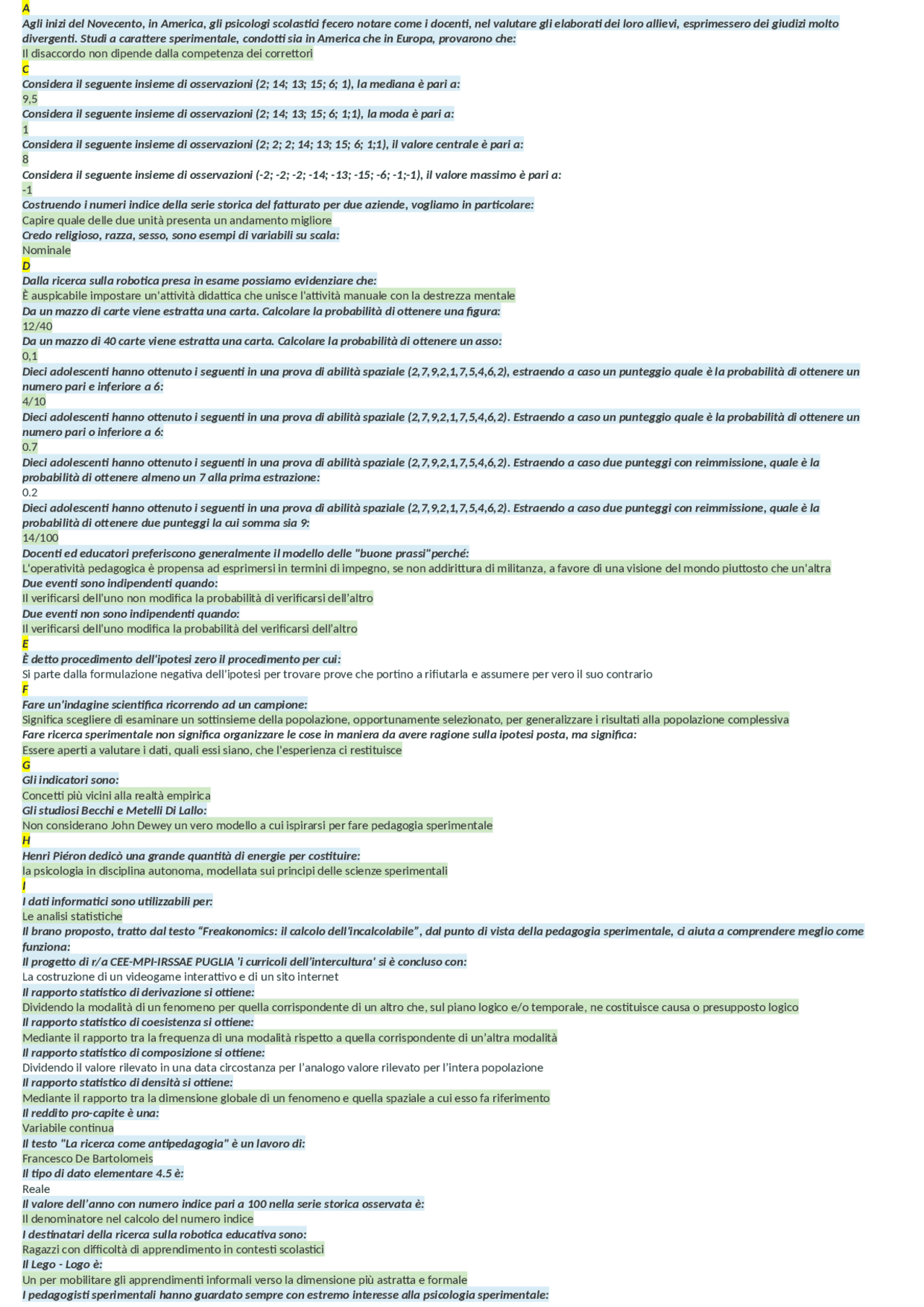 Pedagogia Sperimentale Docsity