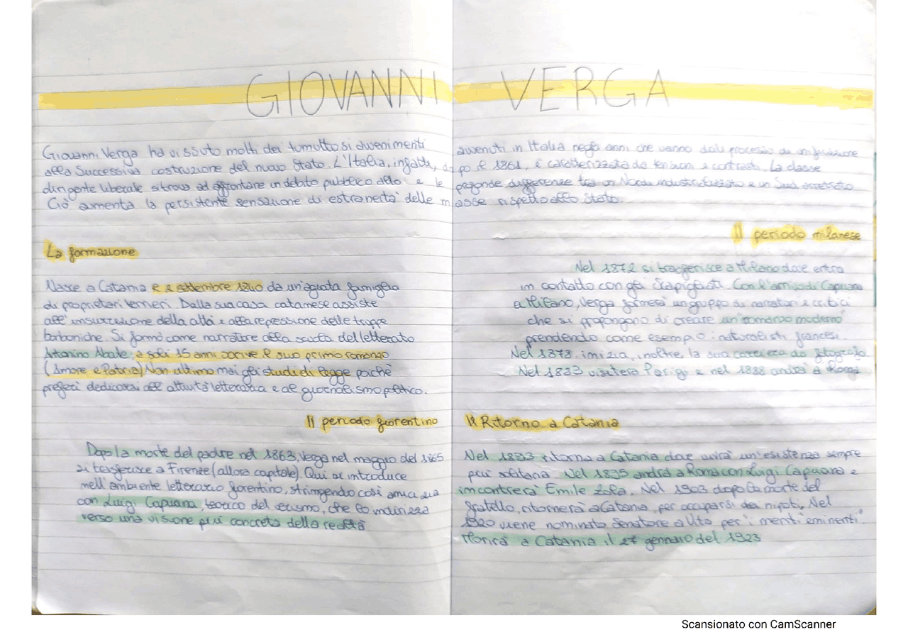 Verga Opere Poetica E Tecniche Espressive Docsity