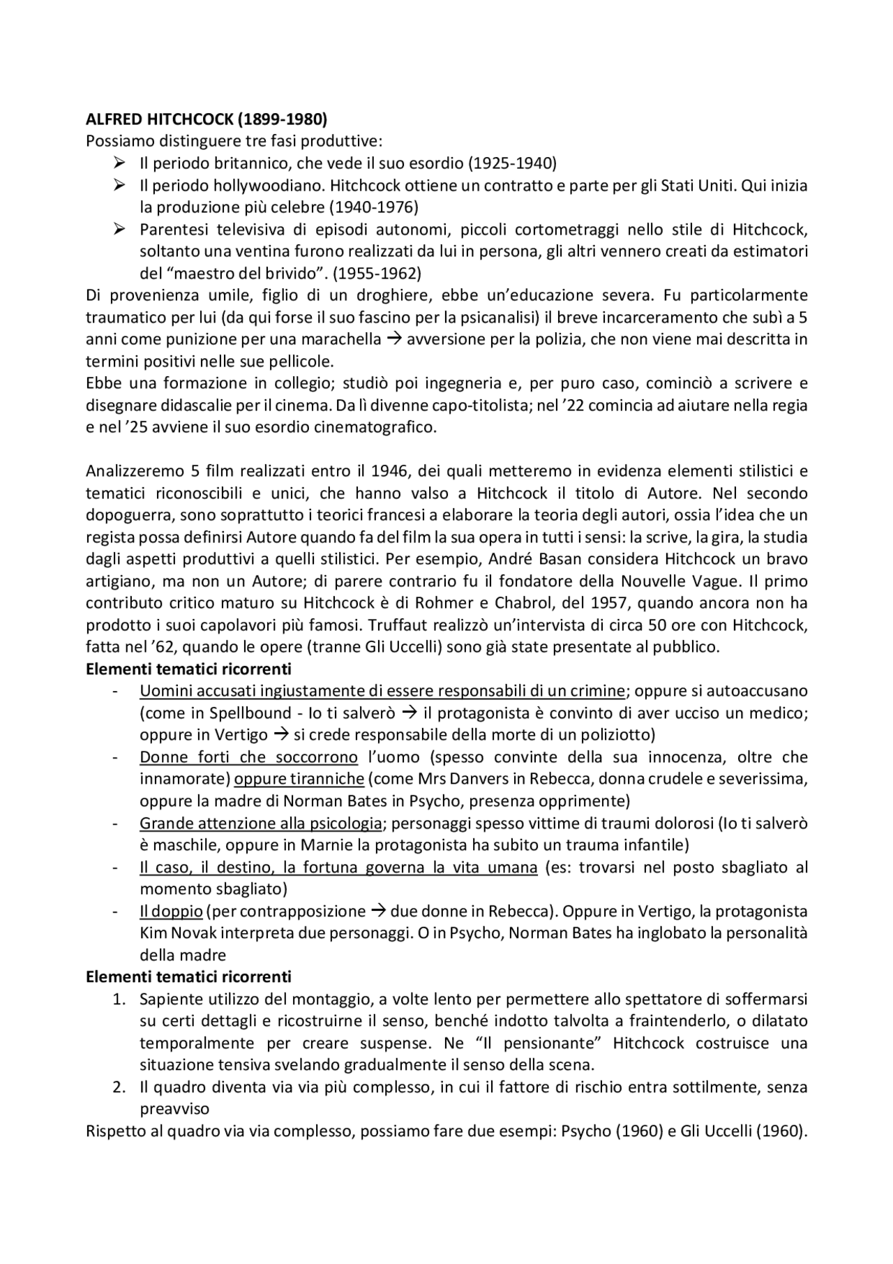 Monografico Di Istituzioni Di Storia Del Cinema I Modulo Hitchcock