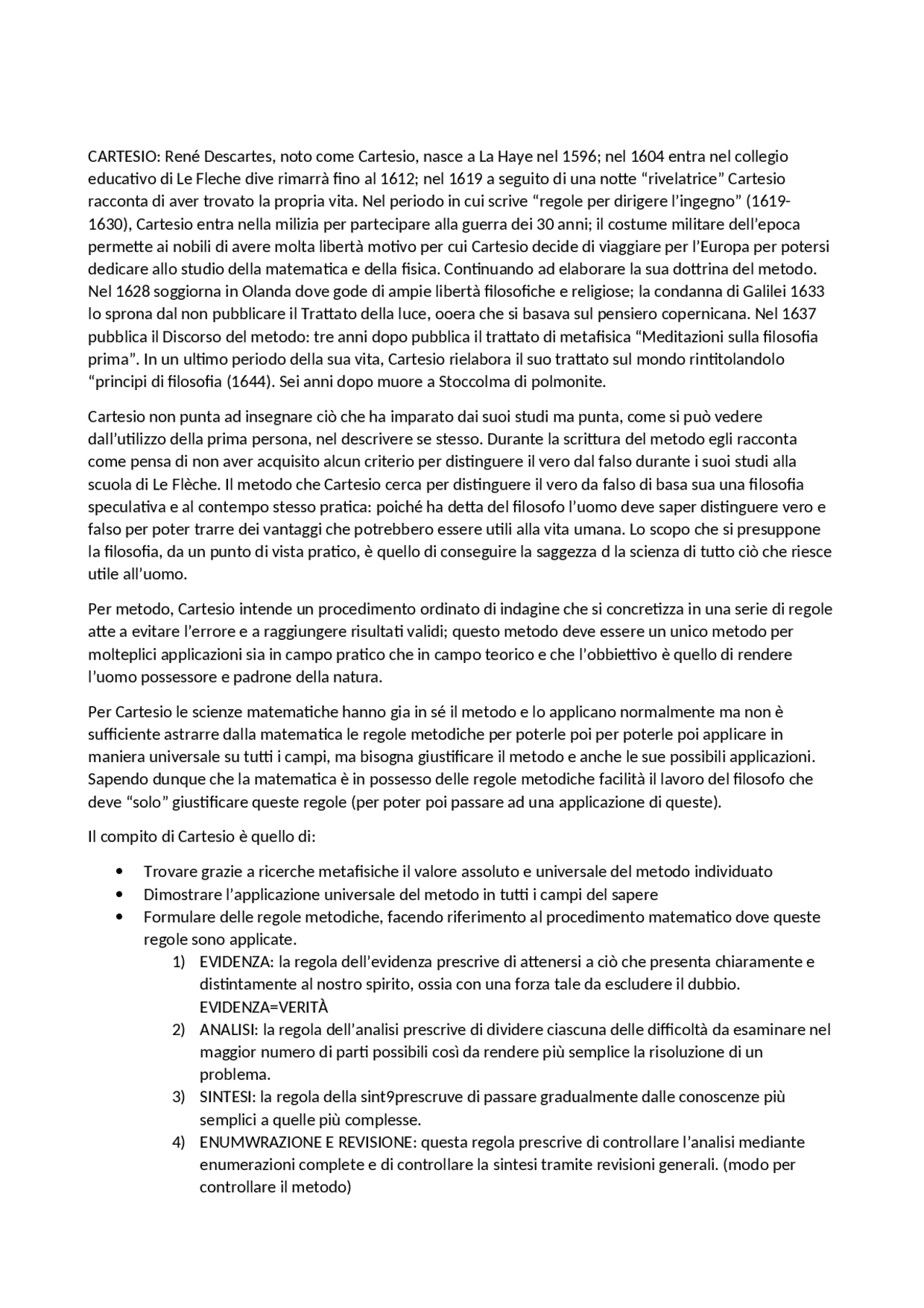 La Filosofia Di Cartesio Docsity