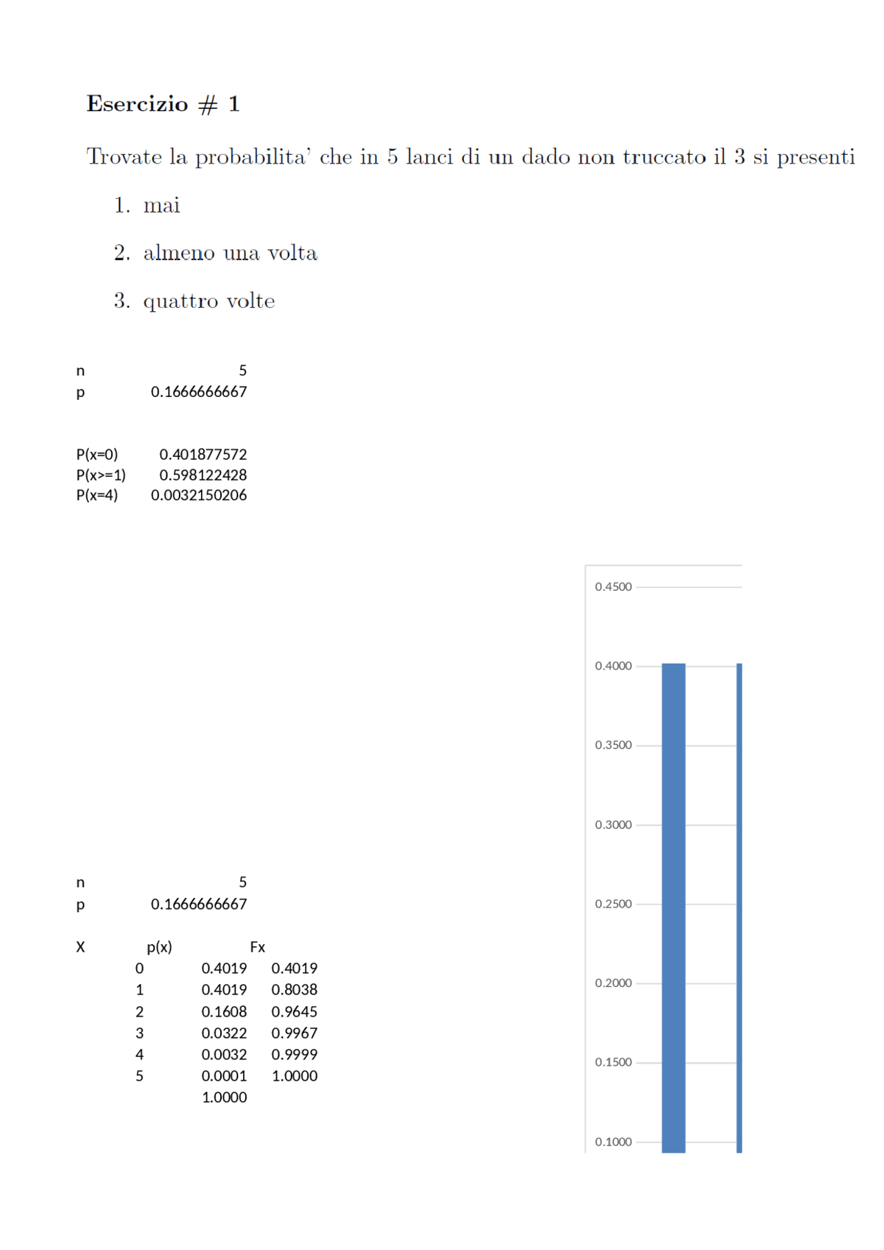 Esercizi Excel Statistica Forense Poisson E Binomiale Docsity