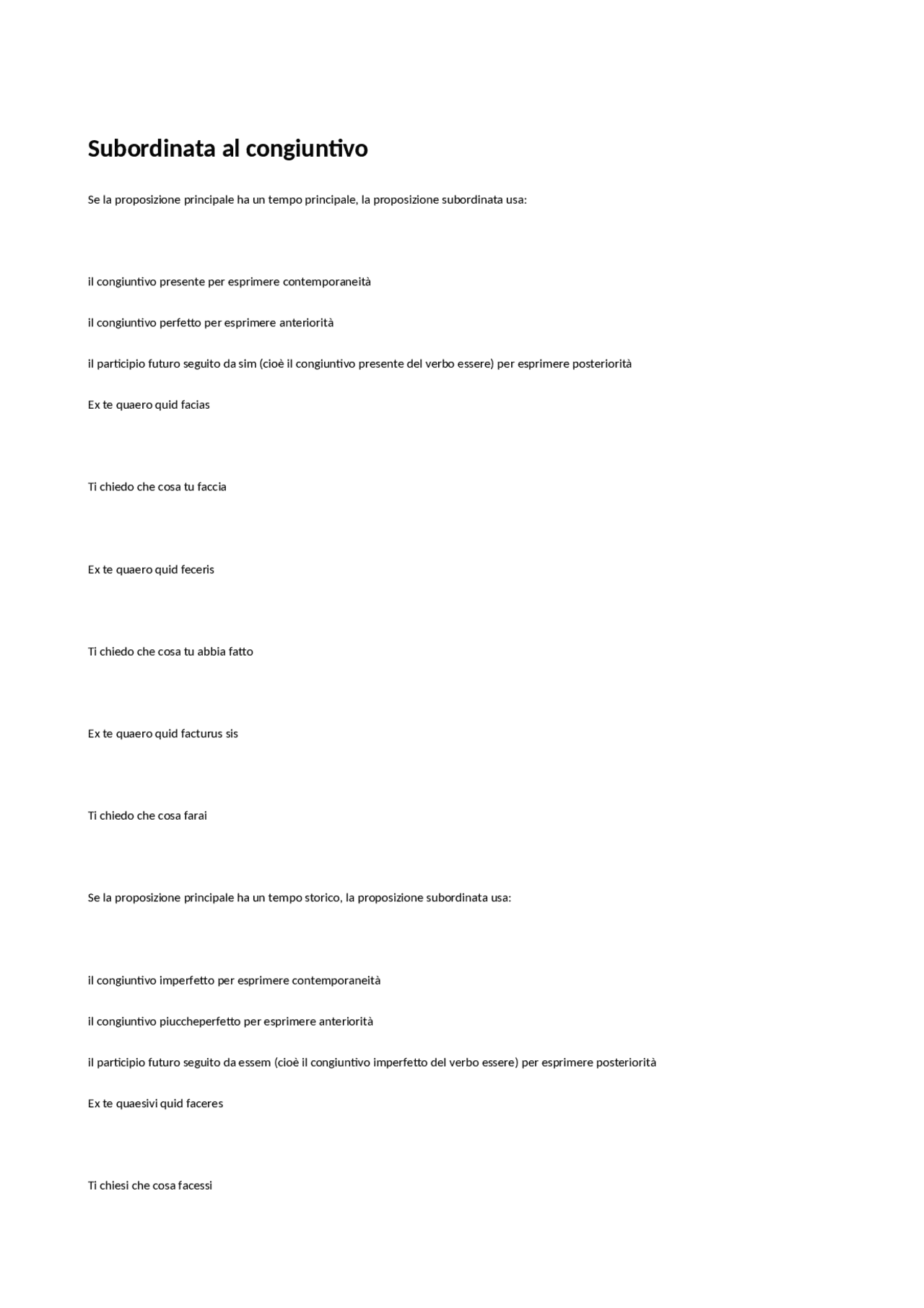 Tempi Delle Subordinate Al Congiuntivo Docsity