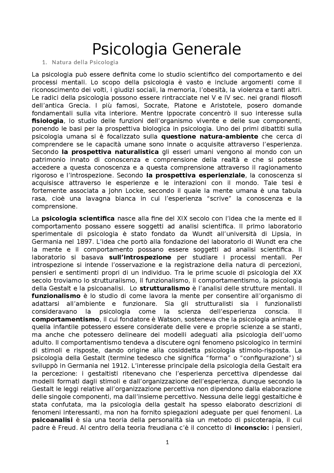 Appunti Psicologia Generale Docsity