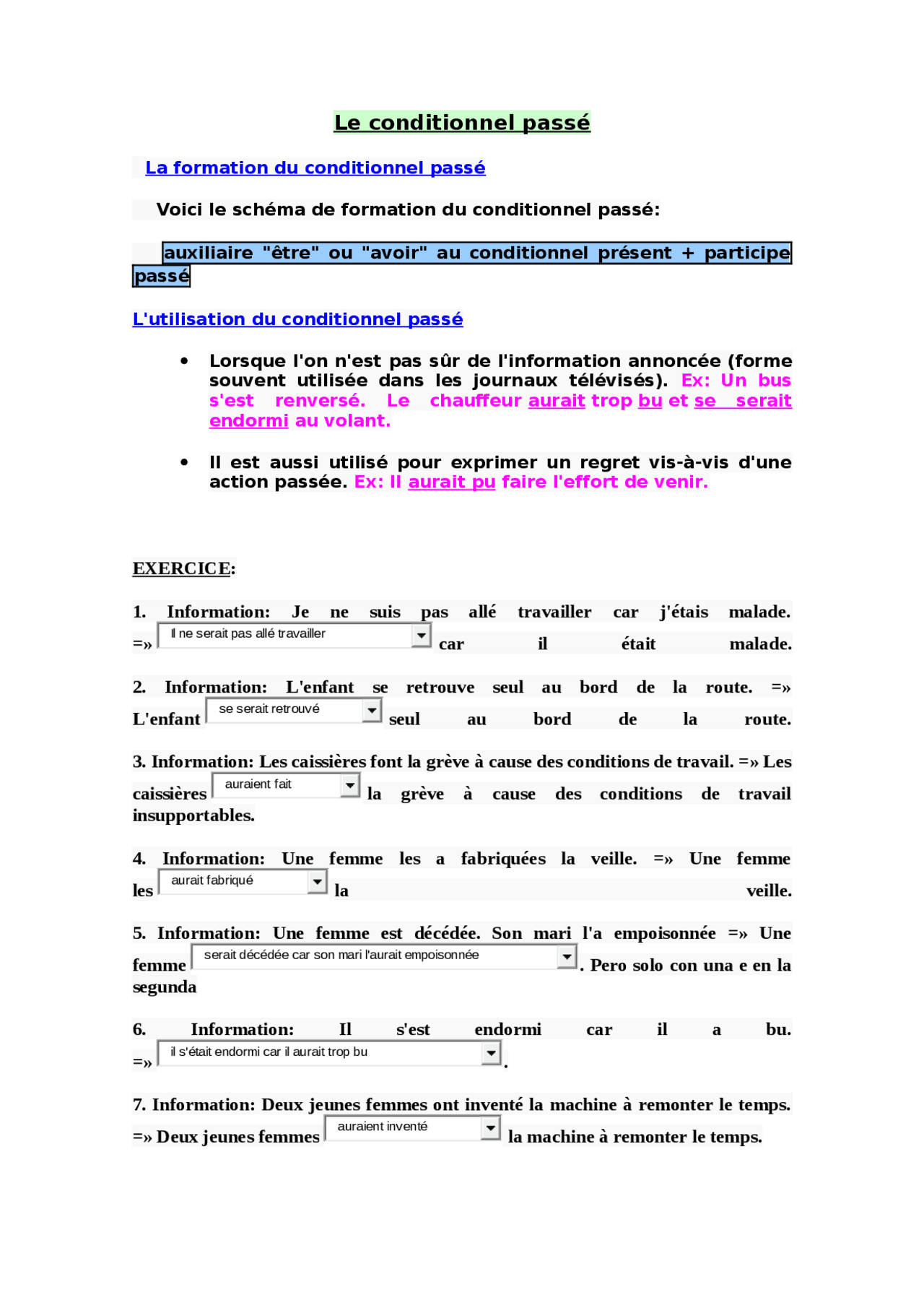 El condicional francés - Docsity