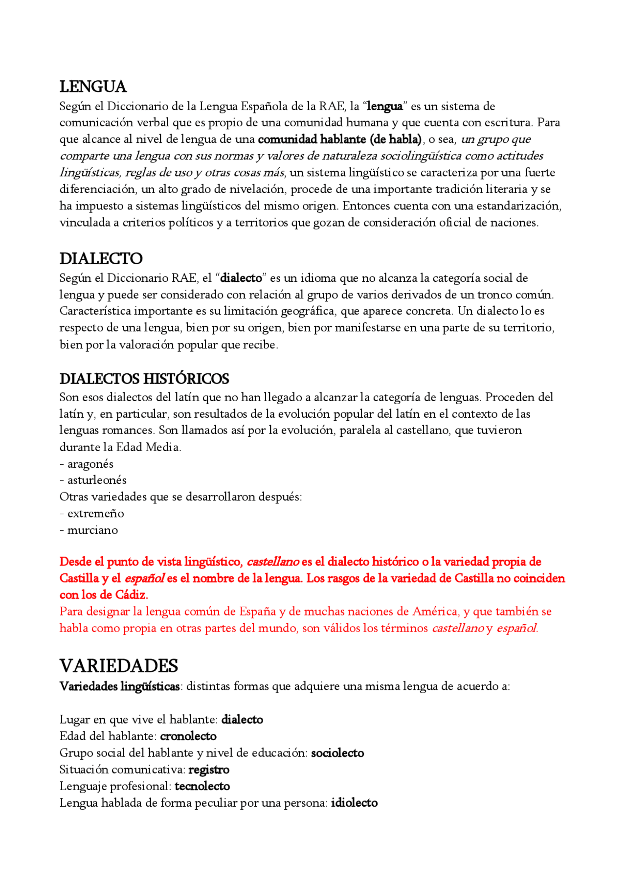 Concetti Della Linguistica Spagnola Docsity