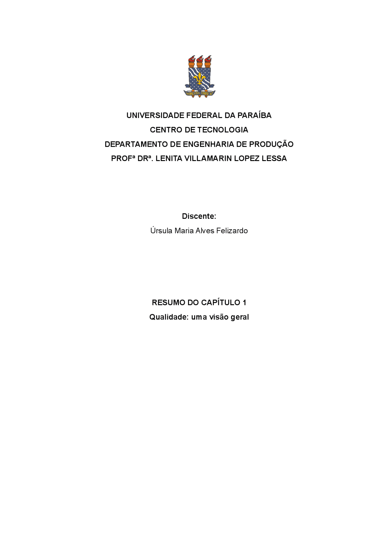 Resumo Capítulo 1 Gestão Da Qualidade Docsity