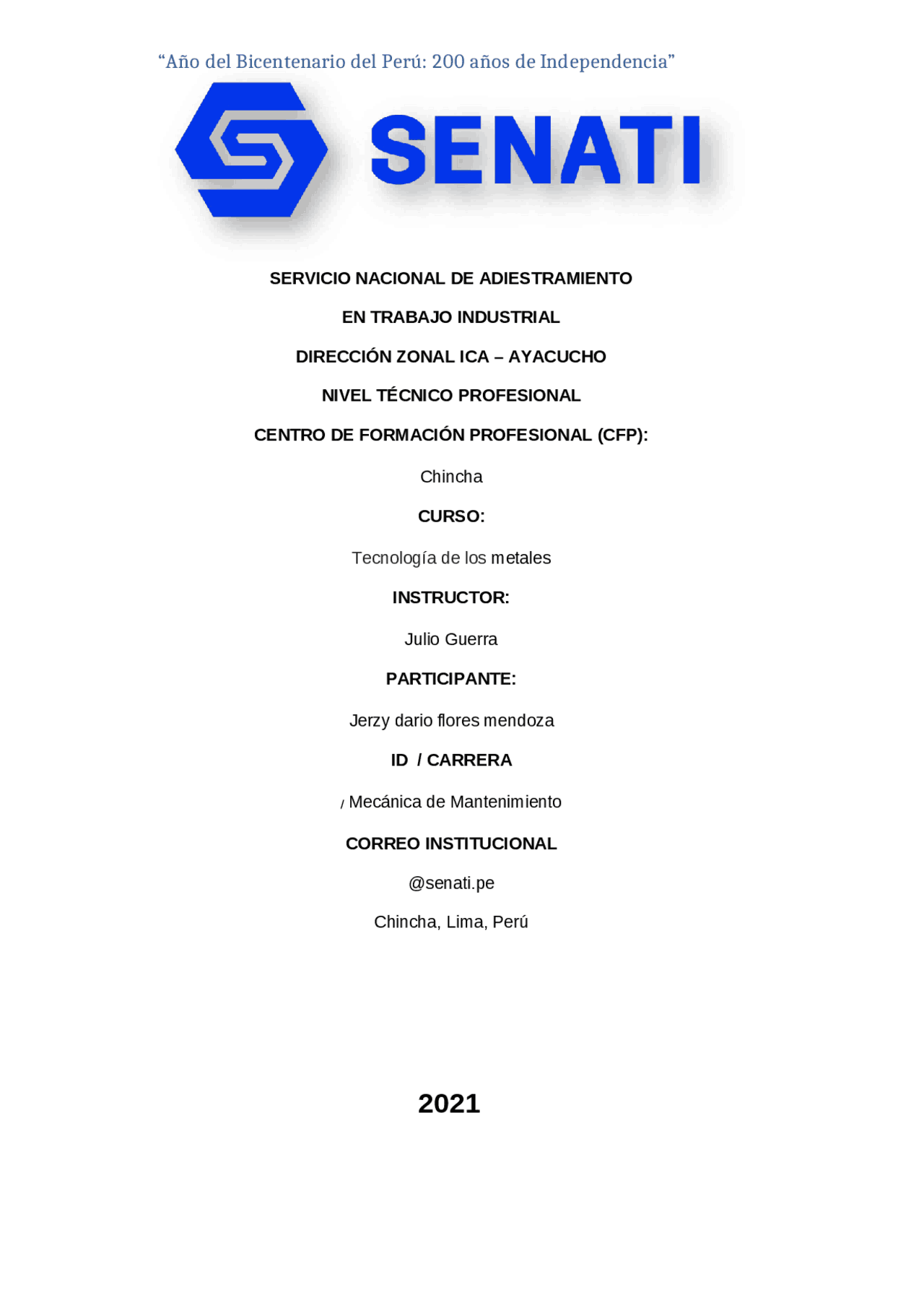 INSTITUTO SENATI - en la casa V - Docsity