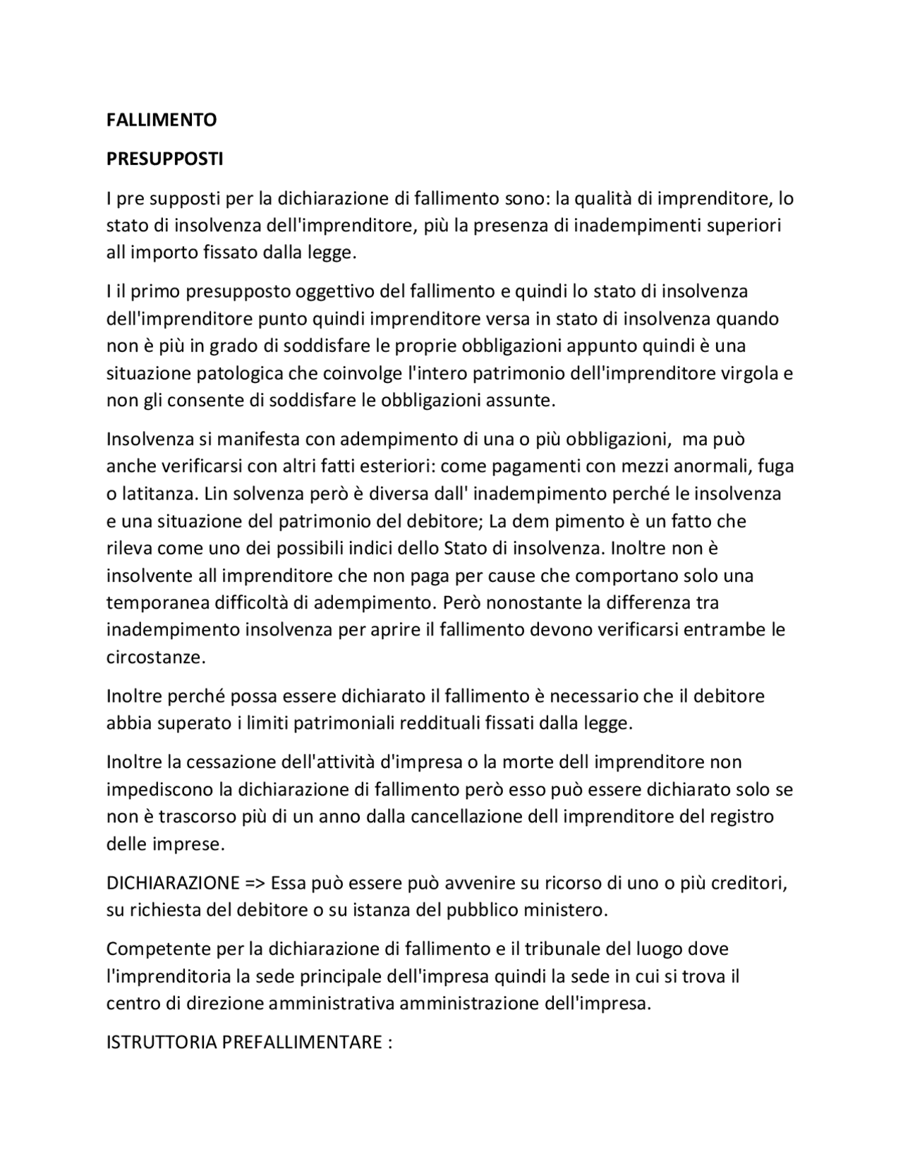 Il Fallimento Diritto Commerciale Docsity