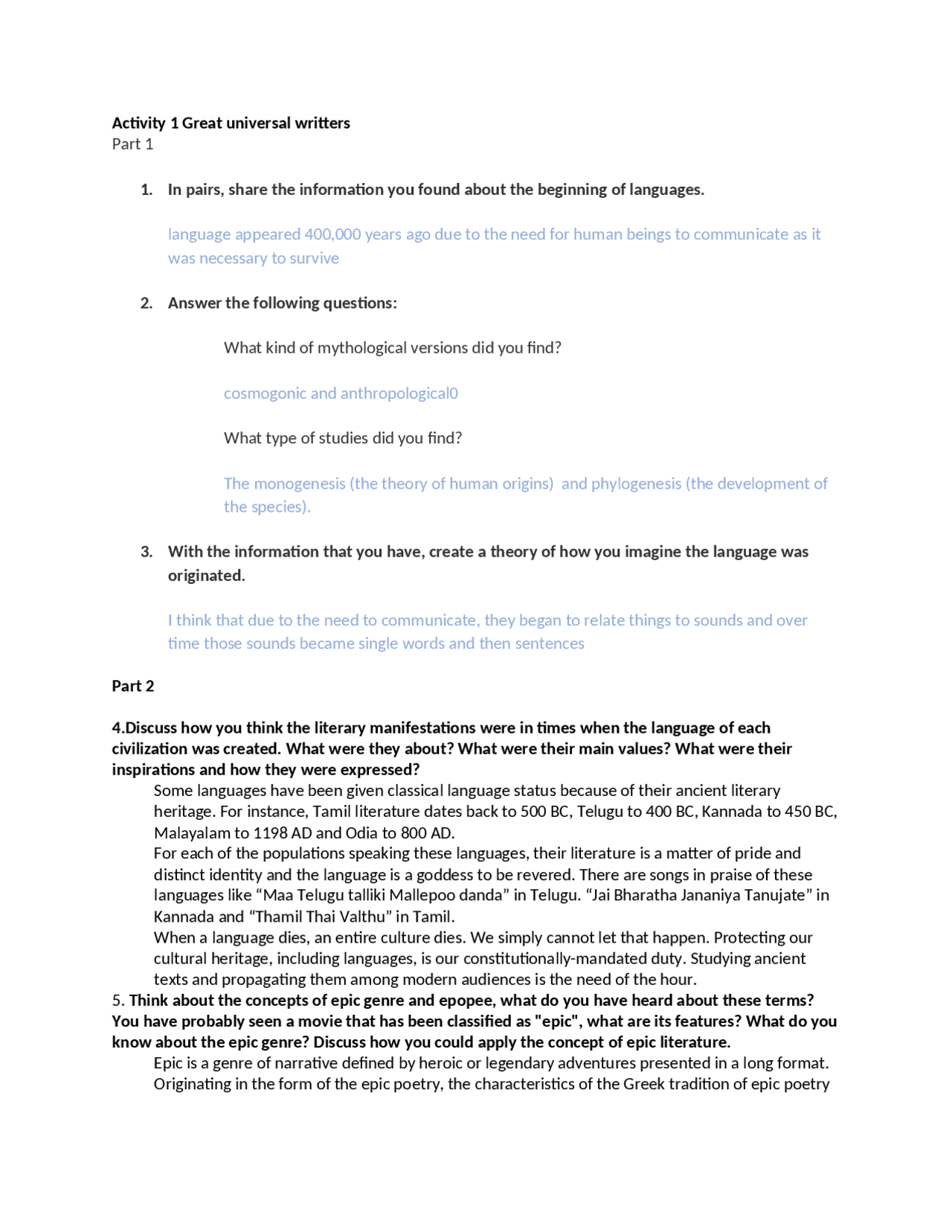 Activity 1 great universal writers - Docsity