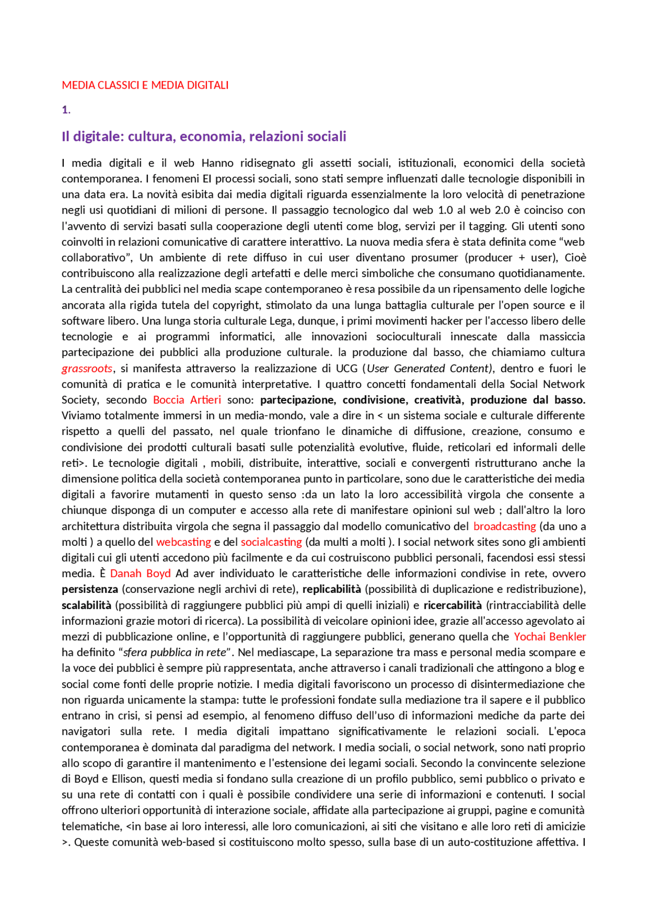 Media Classici E Digitali Docsity