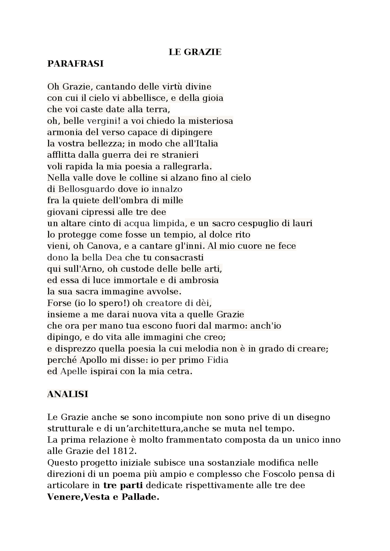 Appunti Di Foscolo Di Italiano Docsity