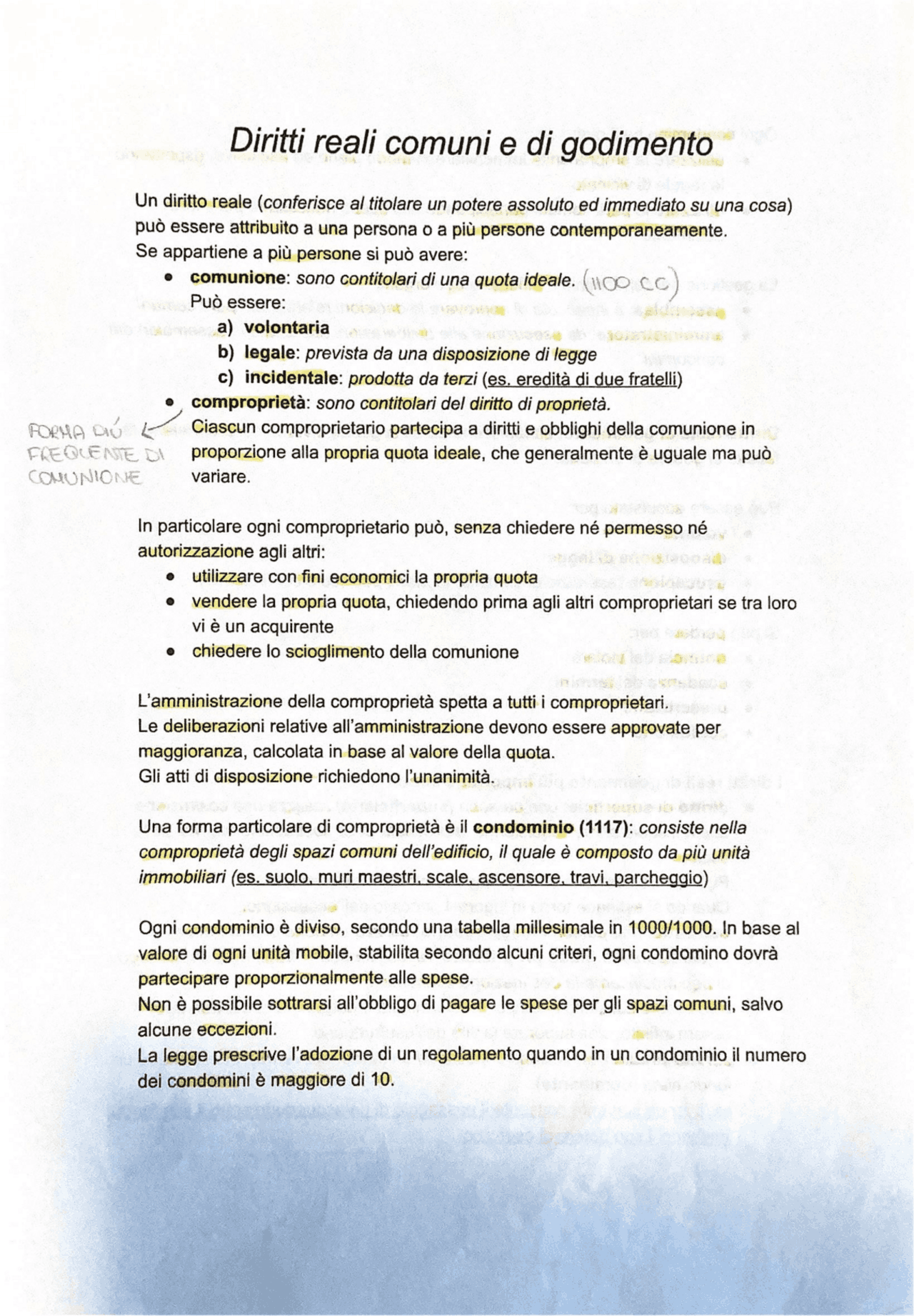 I Diritti Reali Comuni E Di Godimento Docsity