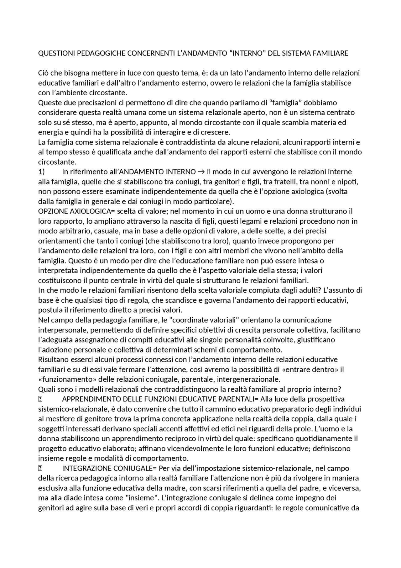 Pedagogia Della Famiglia Docsity