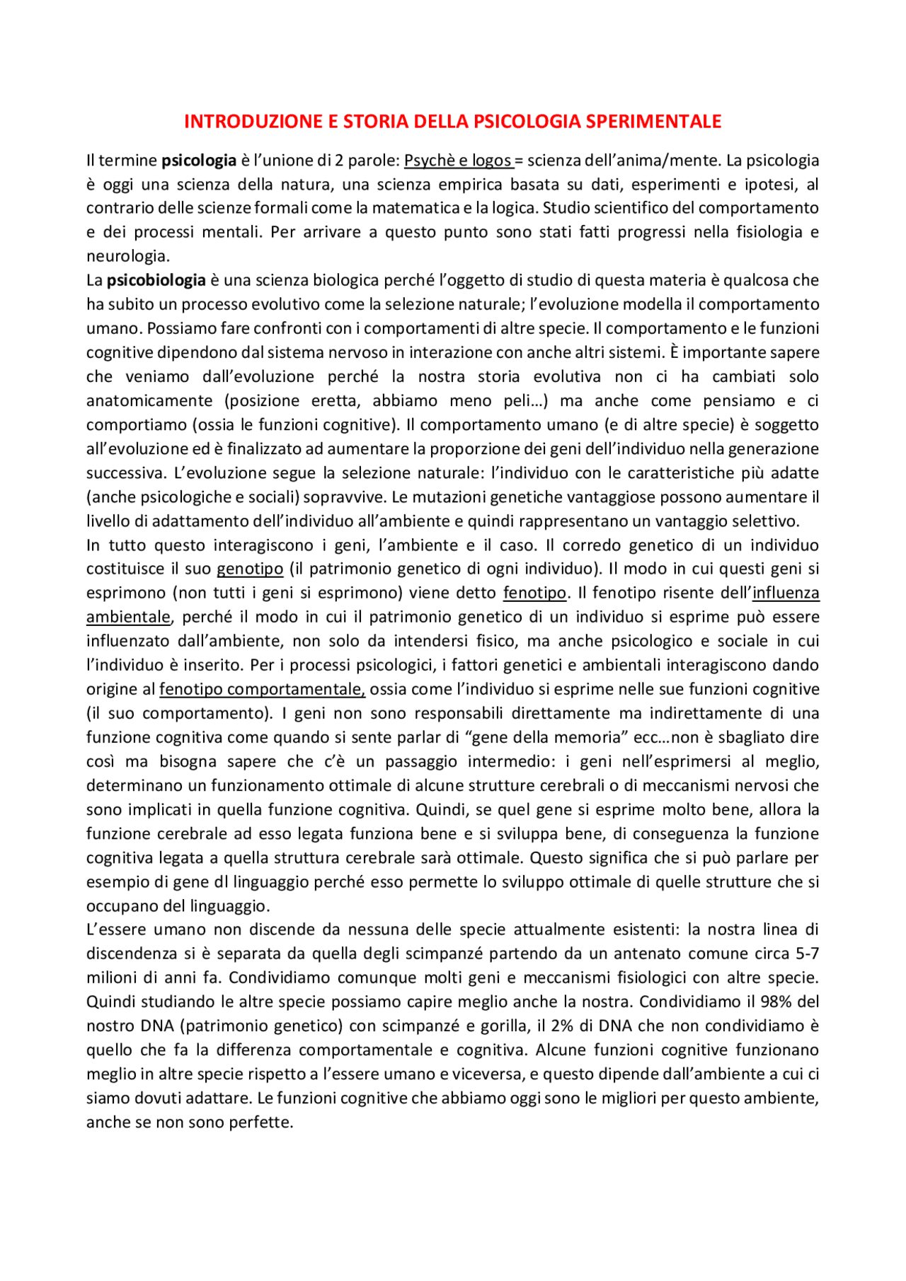 Documenti Completi Per Esame Di Psicobiologia Schemi E Mappe