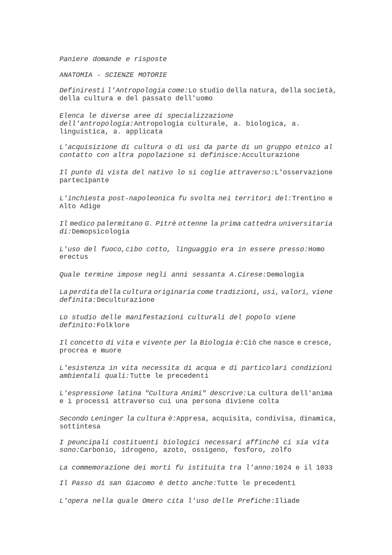 Anatomia Scienze Motorie Docsity