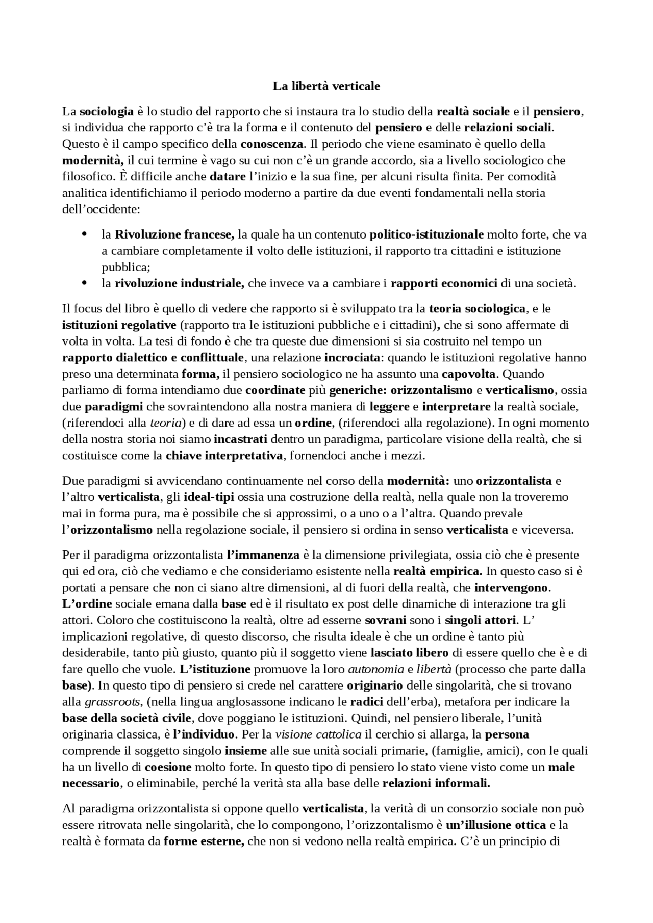La Libertà Verticale Appunti Docsity