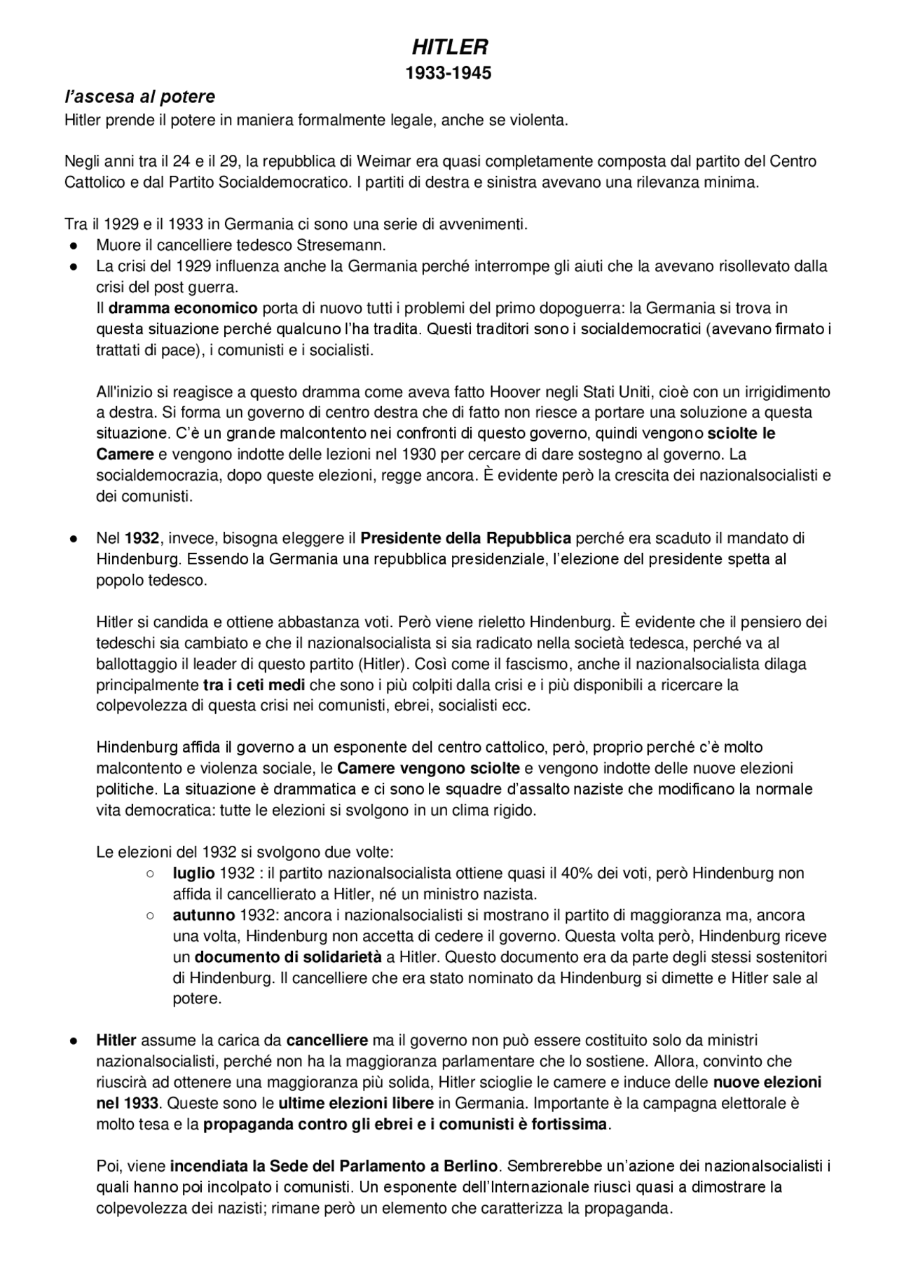 Il Periodo Hitleriano Docsity