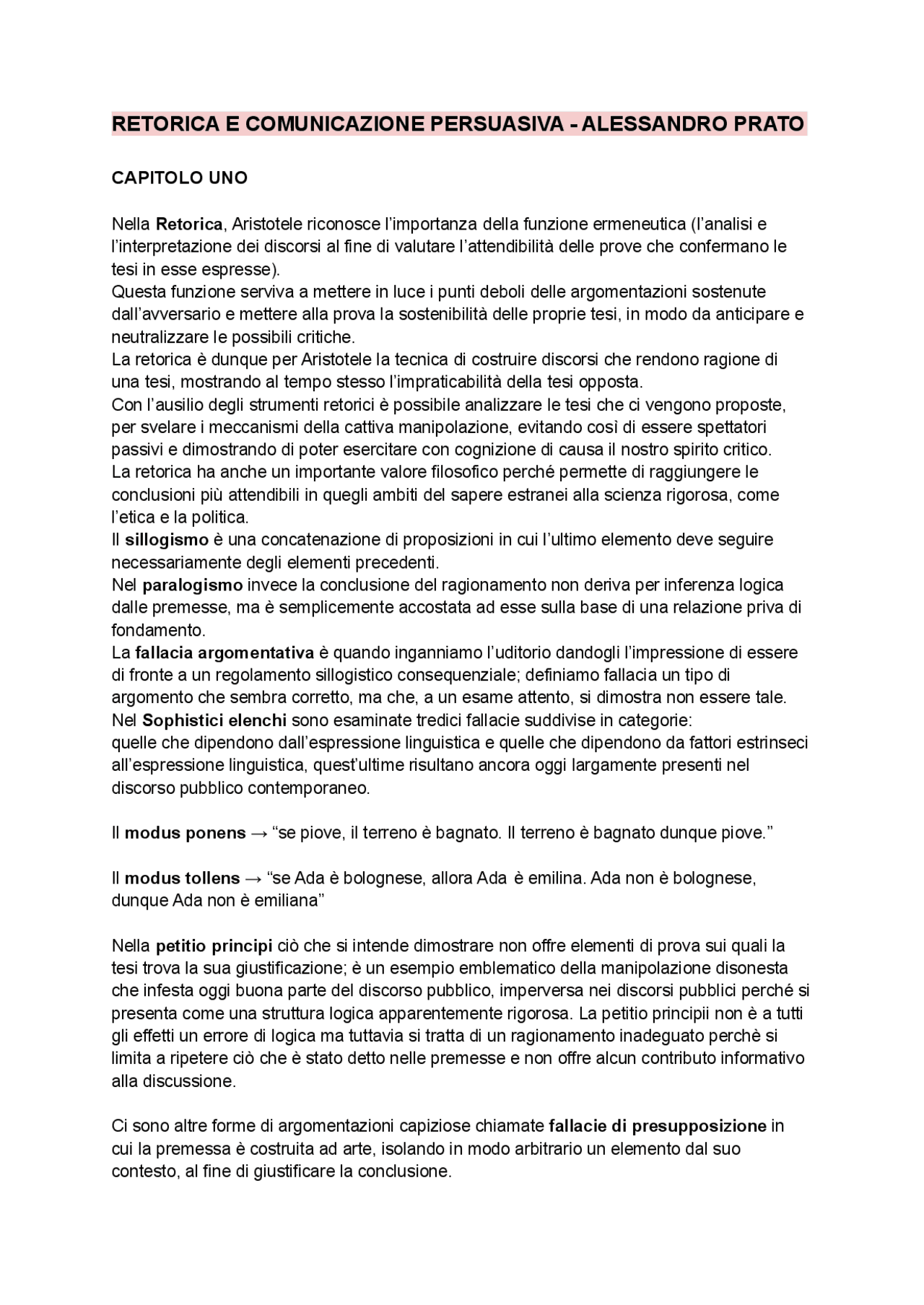 Retorica E Comunicazione Persuasiva Docsity