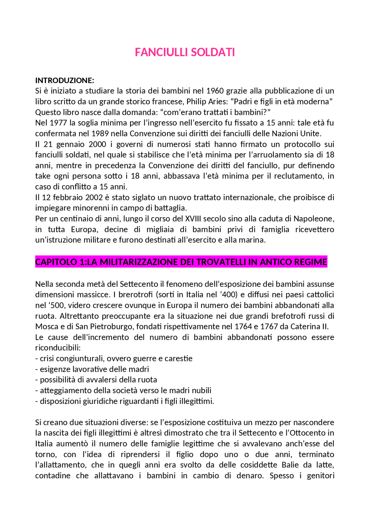 Fanciulli Soldati Riassunto Docsity