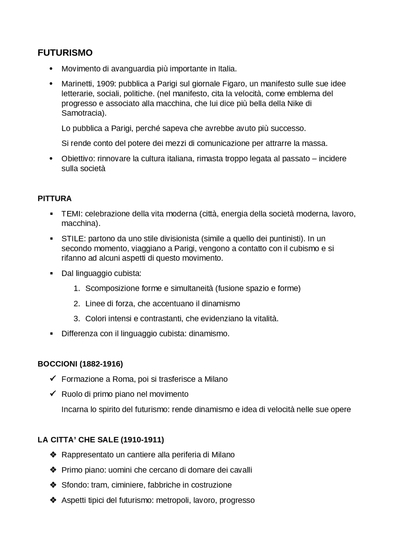 Altri Appunti Sul Futurismo Docsity