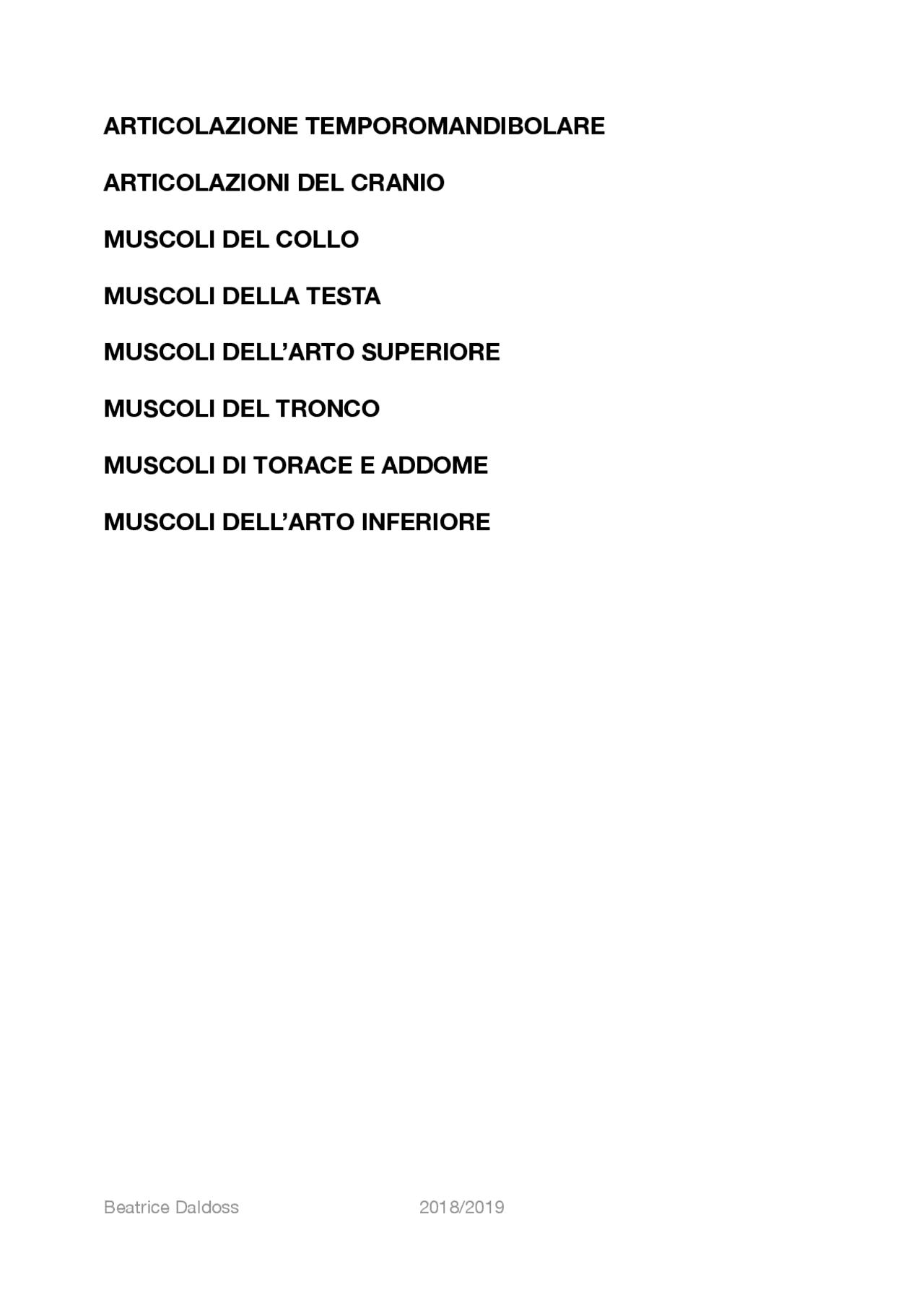 Schemi Anatomia I Apparato Locomotore Docsity