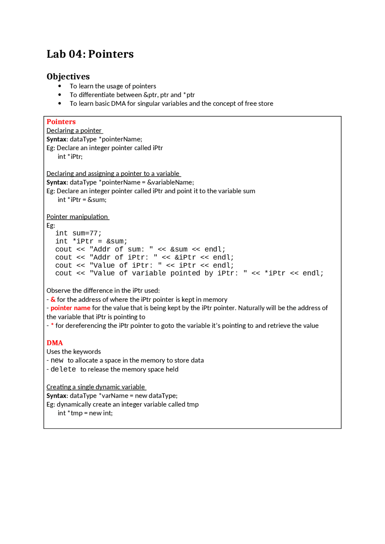Computer programming lab - Docsity