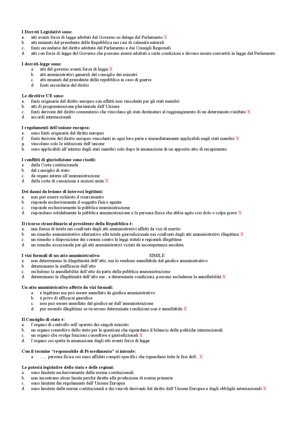 Prova d'esame Diritto Amministrativo - Docsity