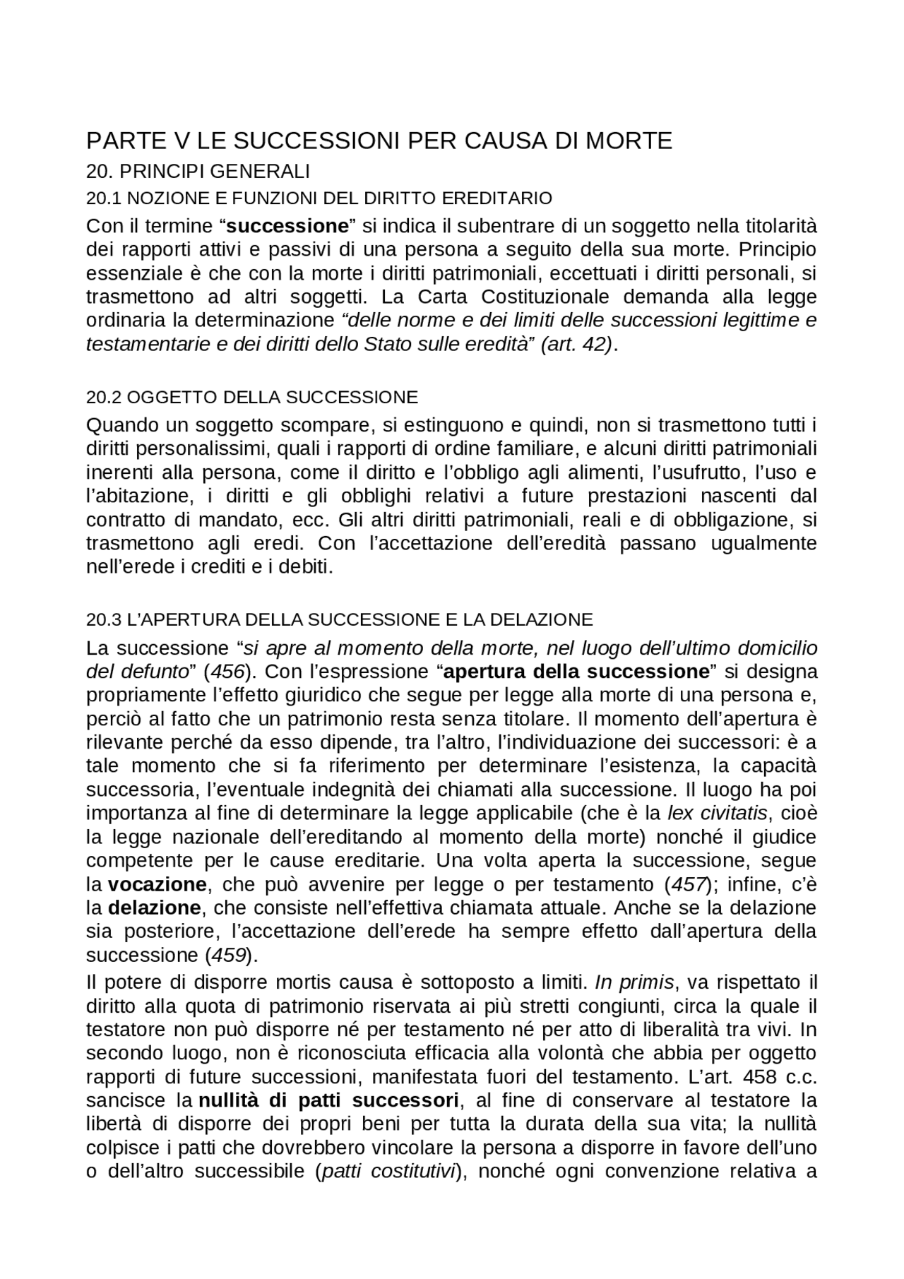 Le Successioni Diritto Privato Docsity