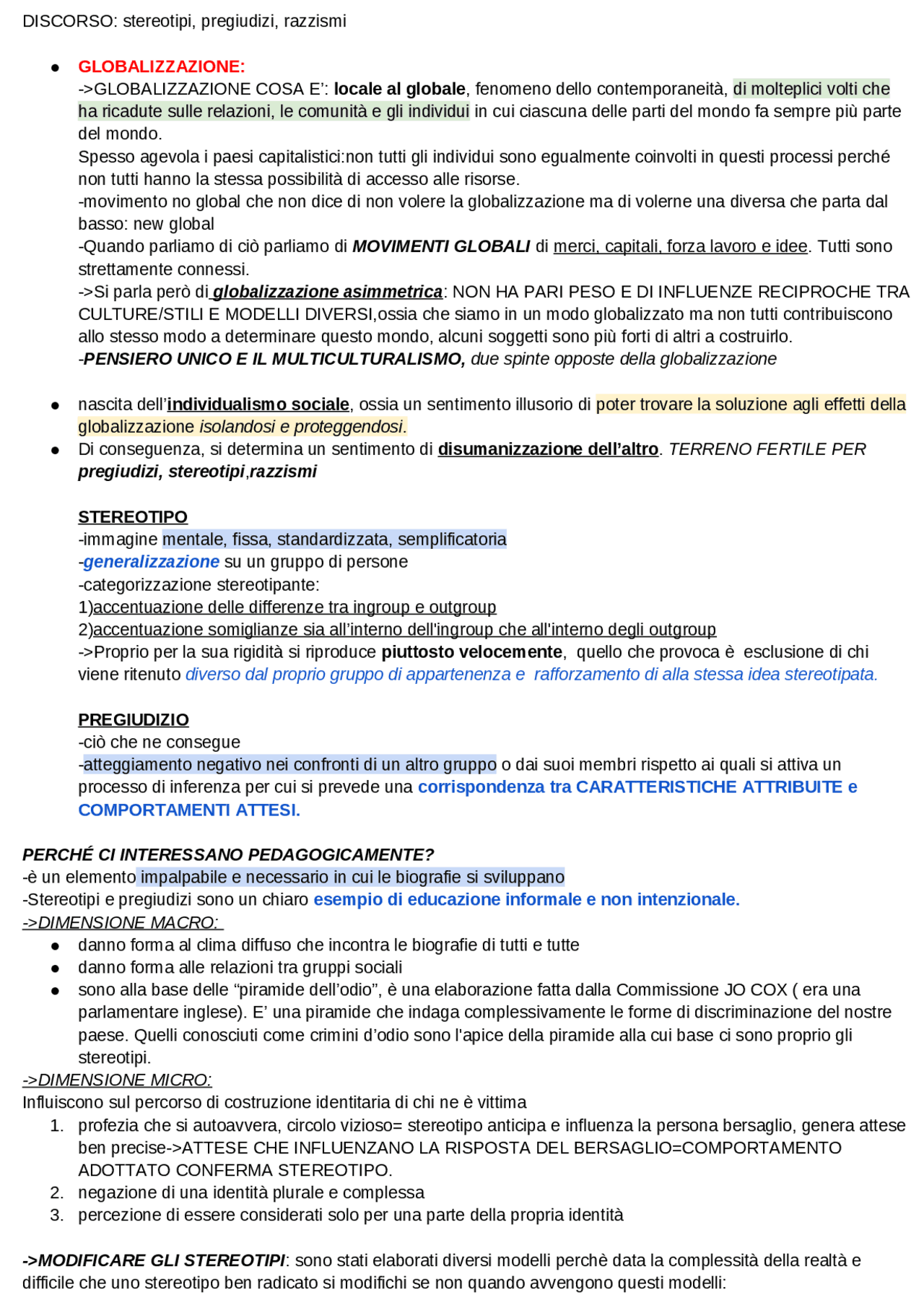 Discorso Esame Pedagogia Docsity