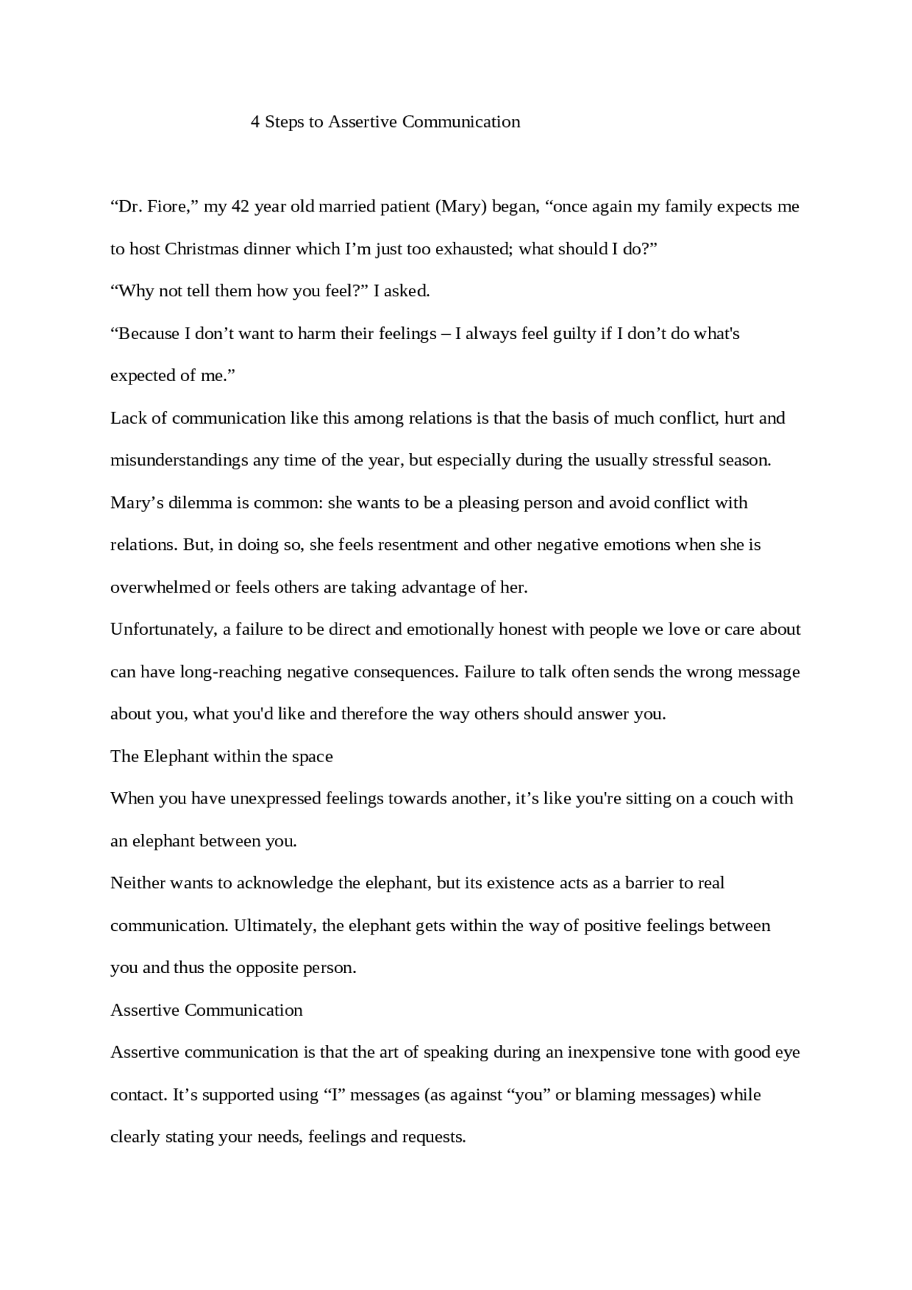 4 Steps to Assertive Communication - Docsity