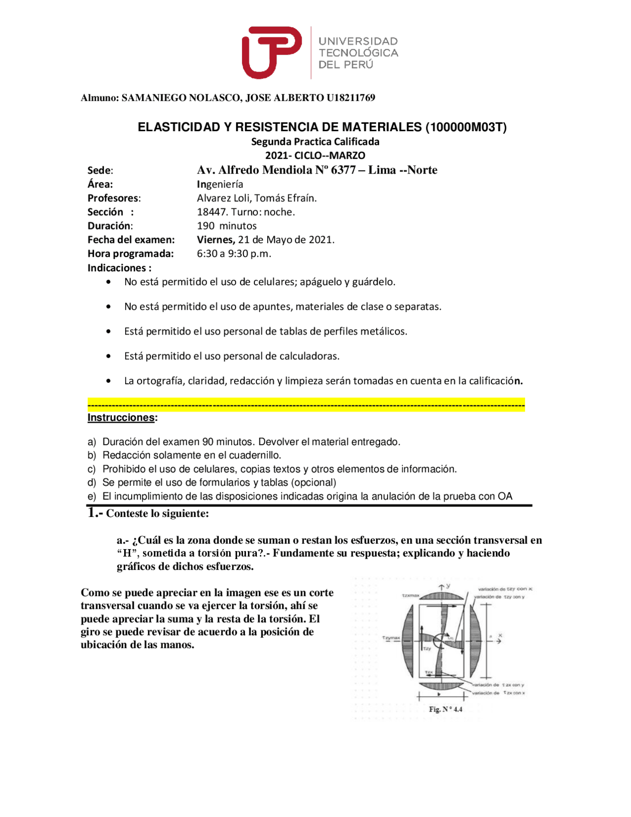 Pc 2 Elasticidad Y Resistencia De Materiales Utp Exámenes De