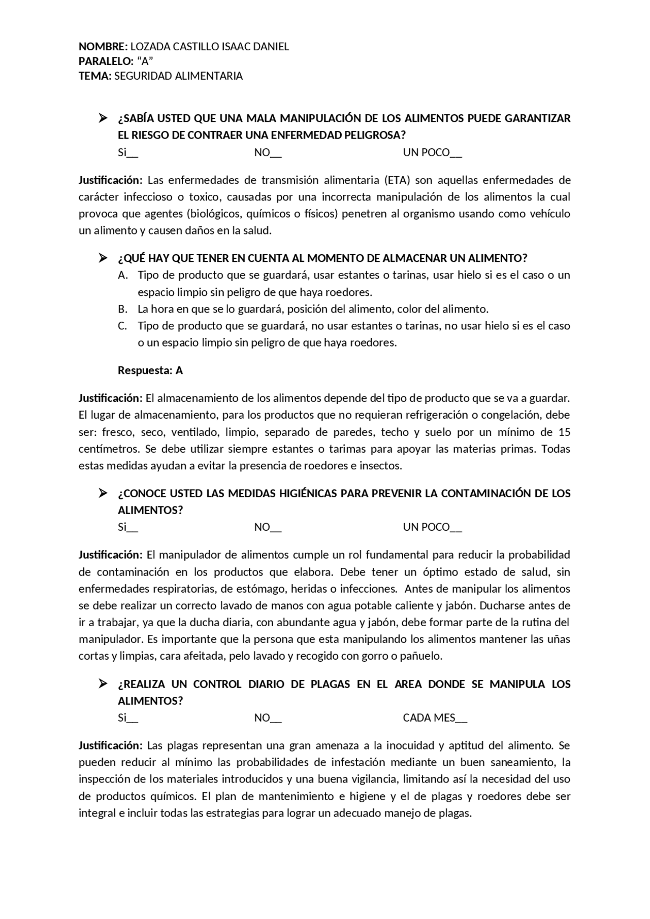 NOMBRE LOZADA CASTILLO ISAAC DANIEL PARALELO “A” TEMA SEGURIDAD ...