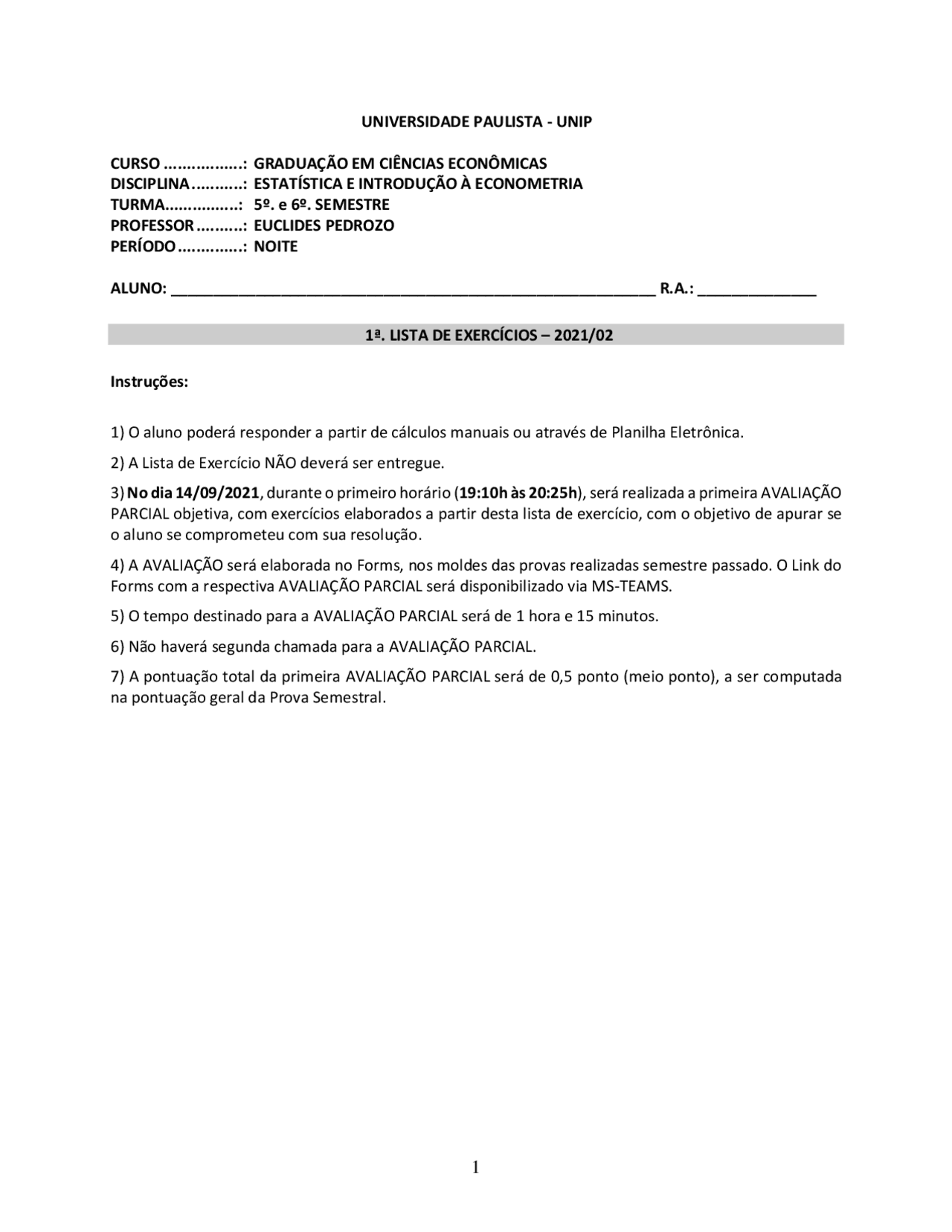 Exercicios Econometria Docsity