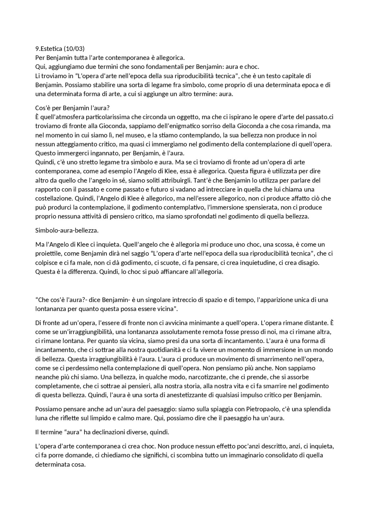 Lezione Su Aura E Choc Docsity