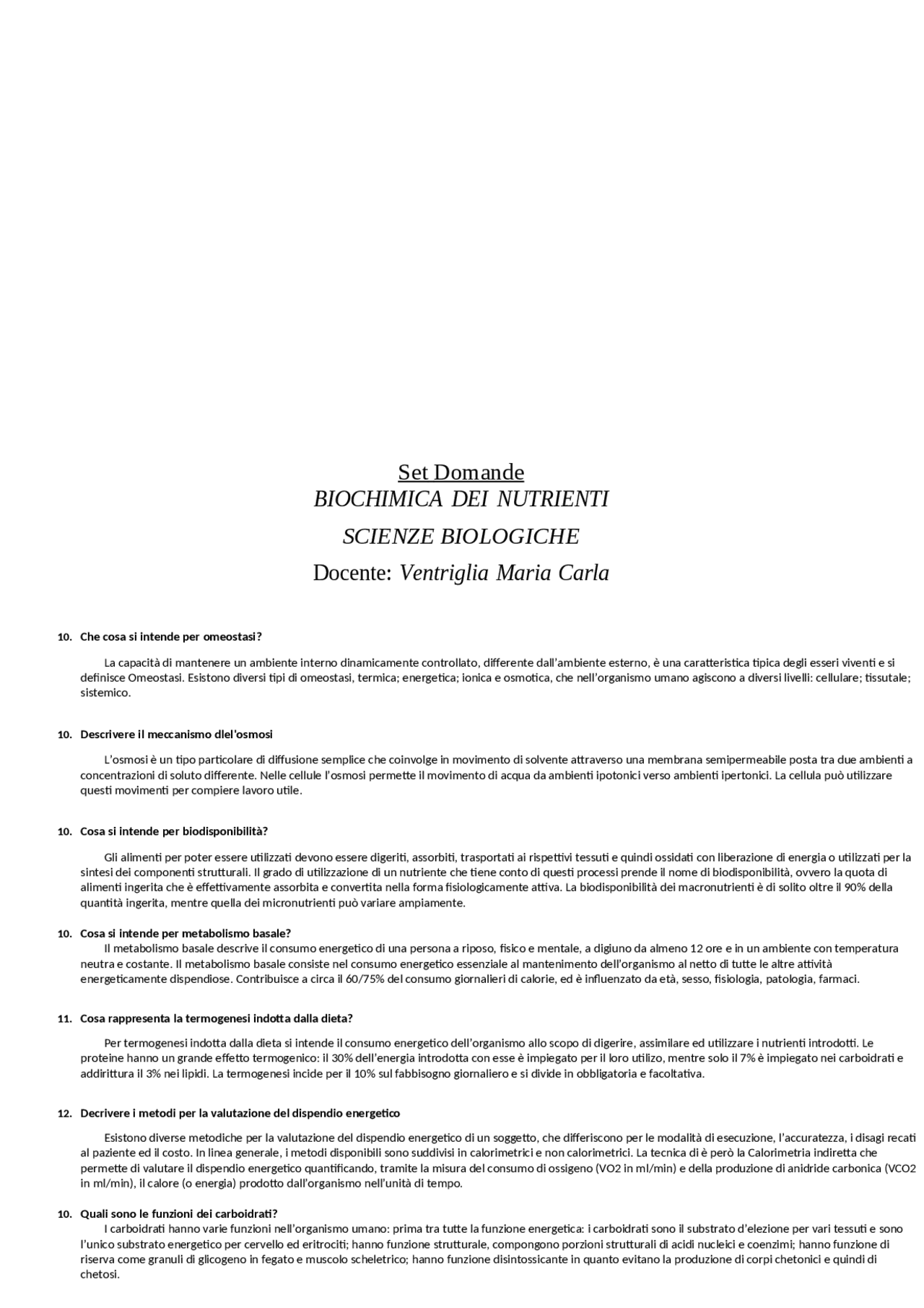 Biochimica Dei Nutrienti Domande Aperte Ecampus Scienze Biologiche
