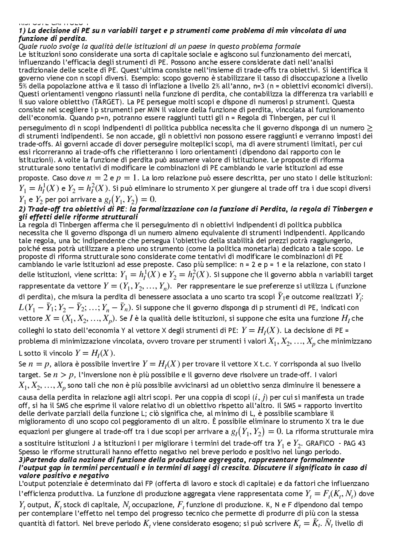Domande compito politica economica - Docsity