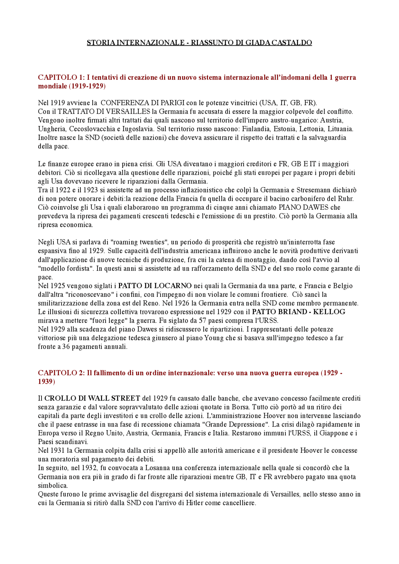Storia Internazionale Di Avarsori Riassunto Semplificato Sintesi
