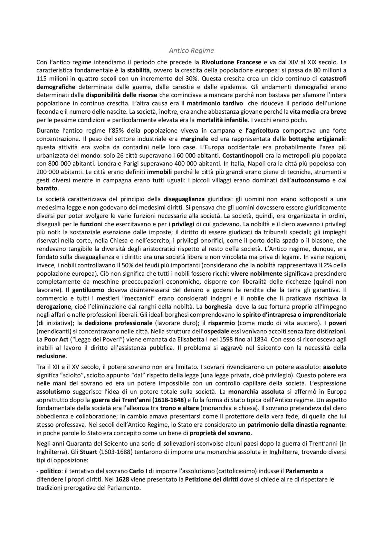 Antico Regime Xiv Xix Secolo Docsity