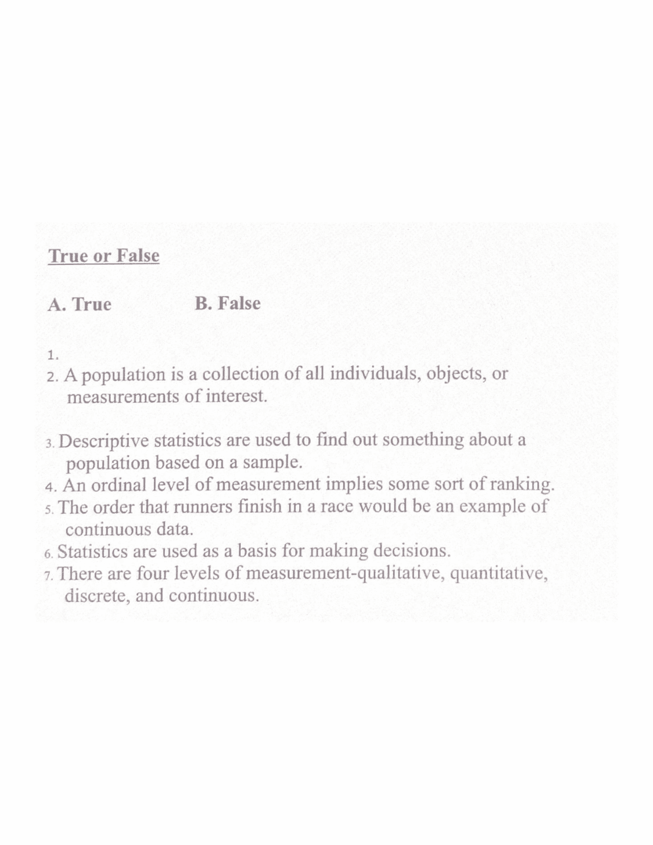Fundamentals Of Statistics Practice Exam Docsity