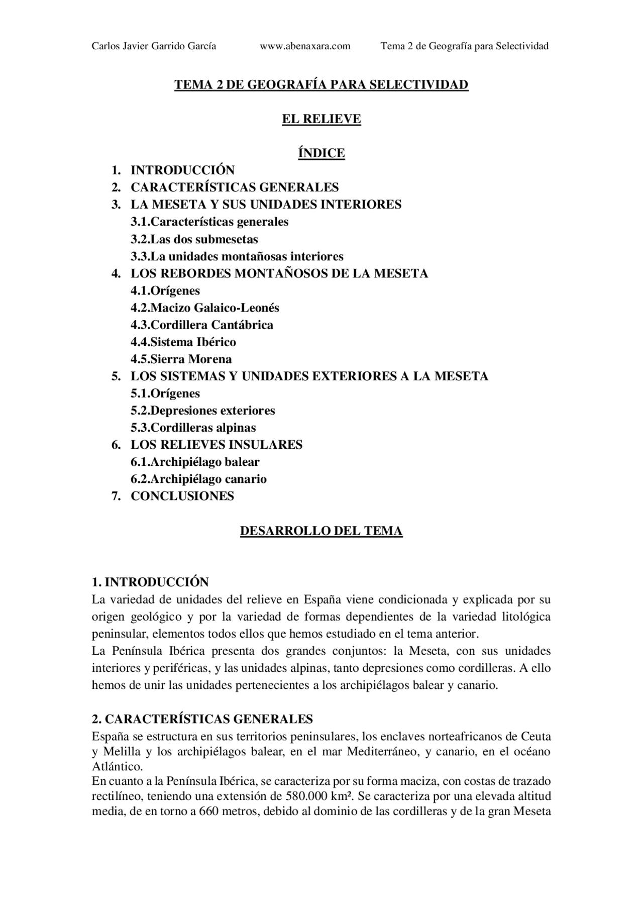 Apuntes De Geografía Selectividad Tema 2 Docsity
