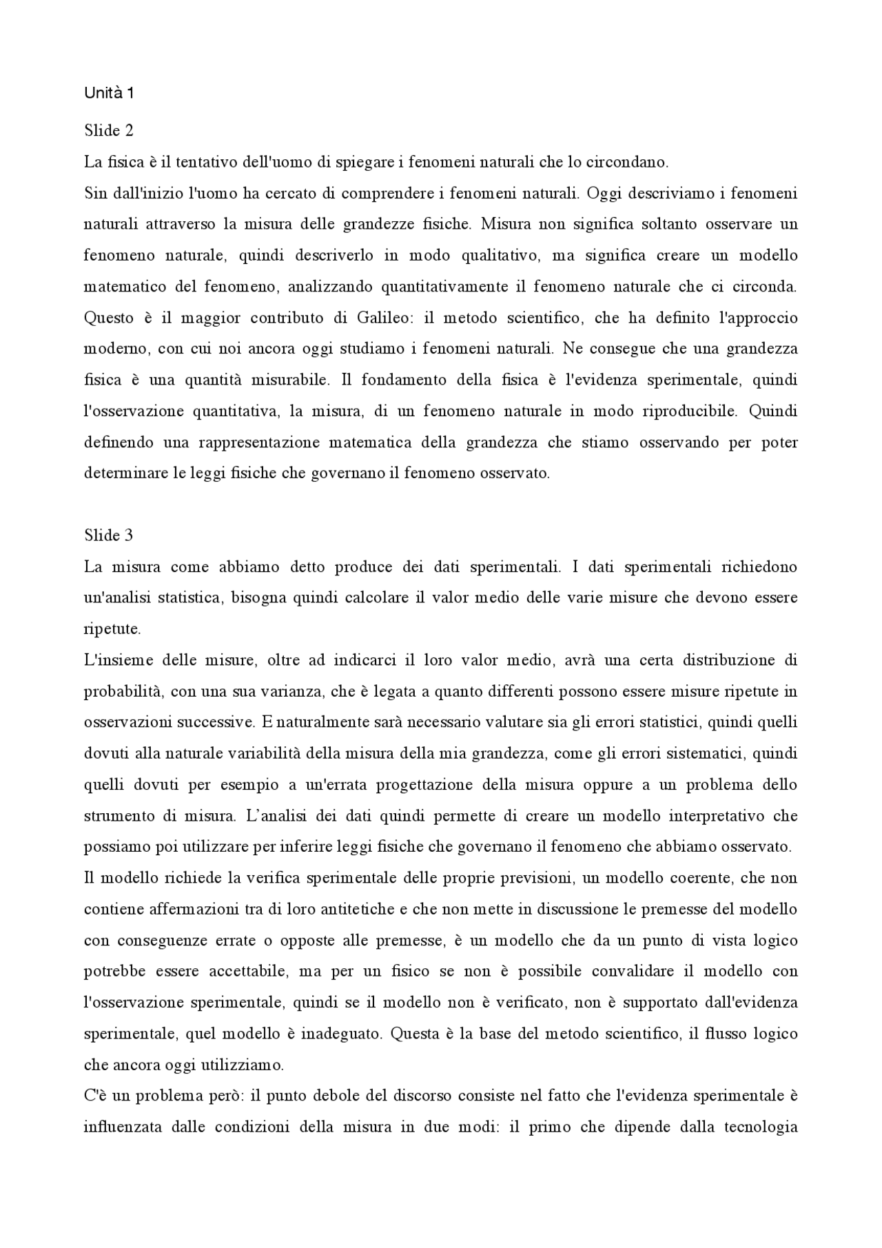 Riassunto Slide Fisica Docsity